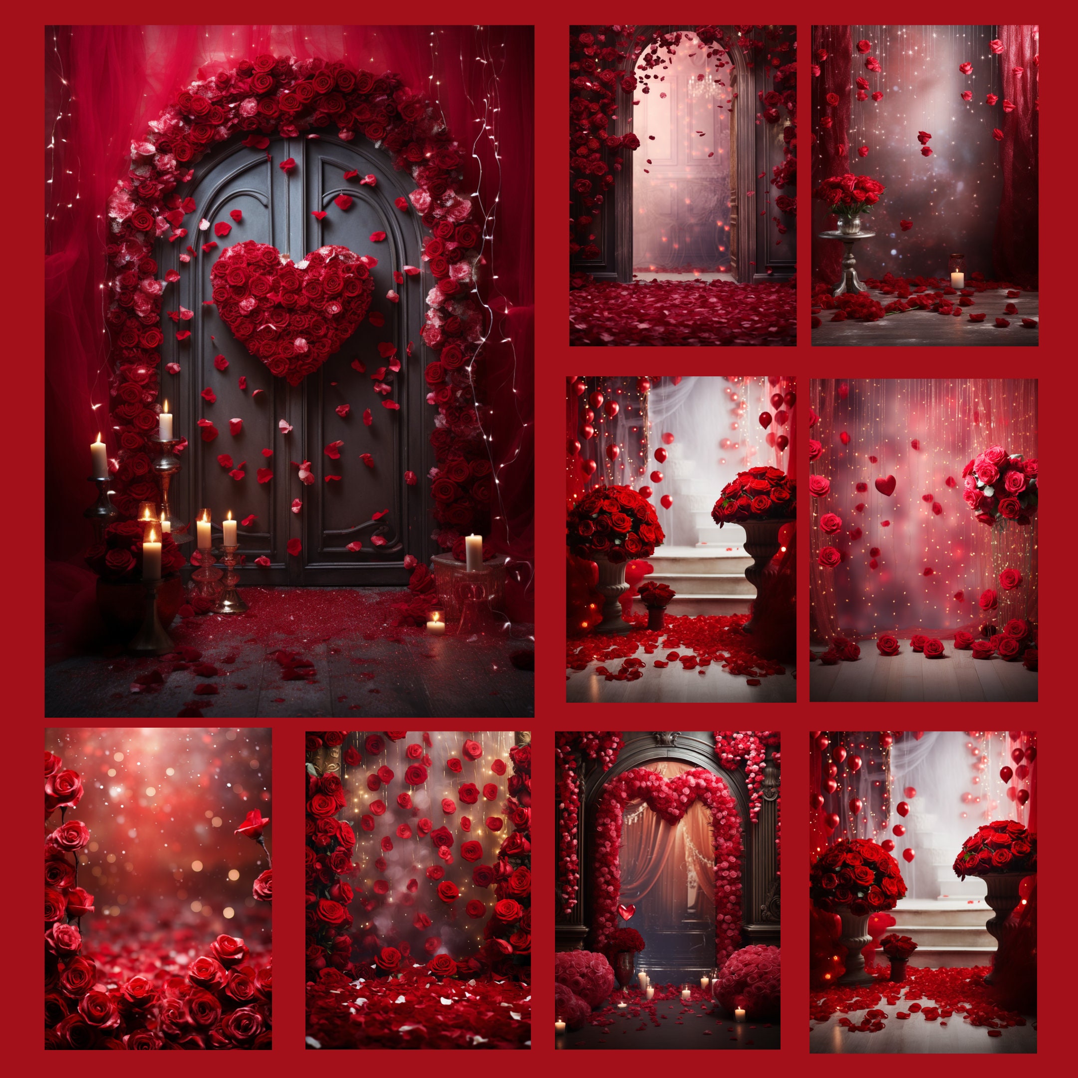Valentines Day Digital Background, Red Heart, Love Background XXL ...