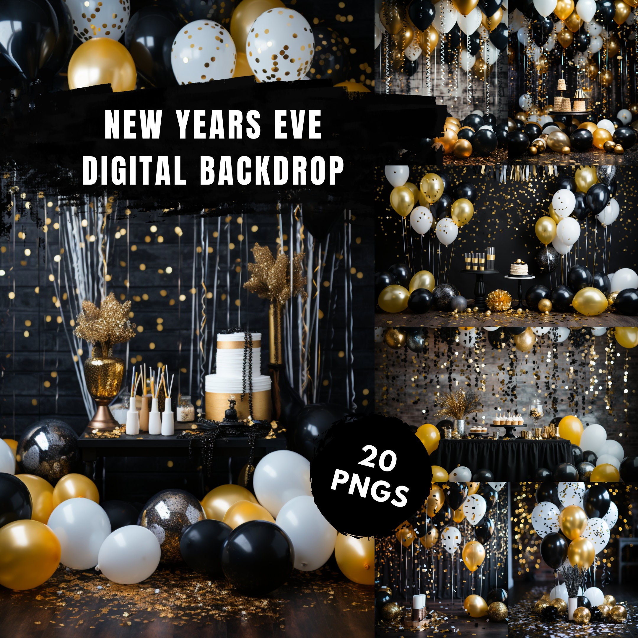 New Years Eve Photography Backdrop, Silvester Party Backdrop, Digital ...