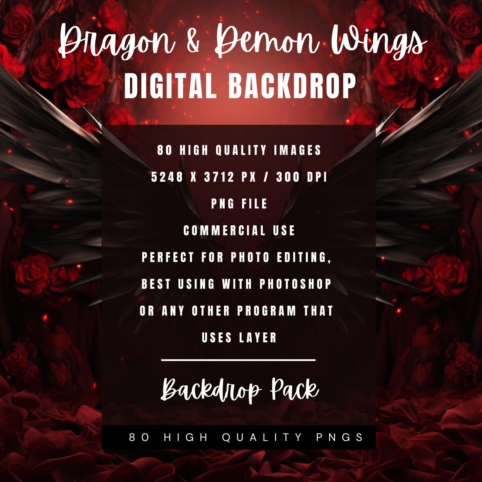 Deamon & Dragon Wings Backdrop , Daemon Horror Backdrop, Lilith, Devil ...