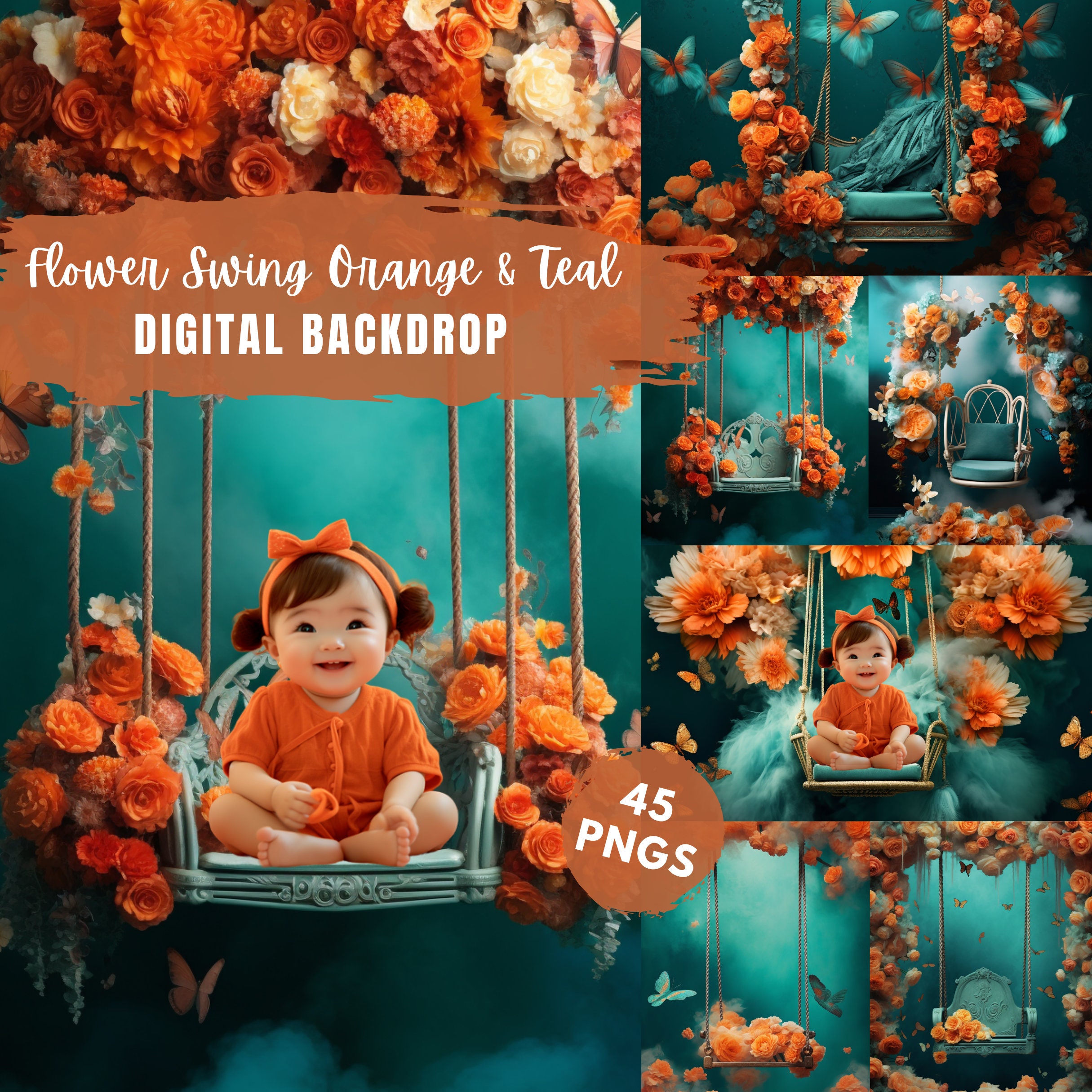 Flower Swing Digital Background, Spring Flower Swing, Newborn ...