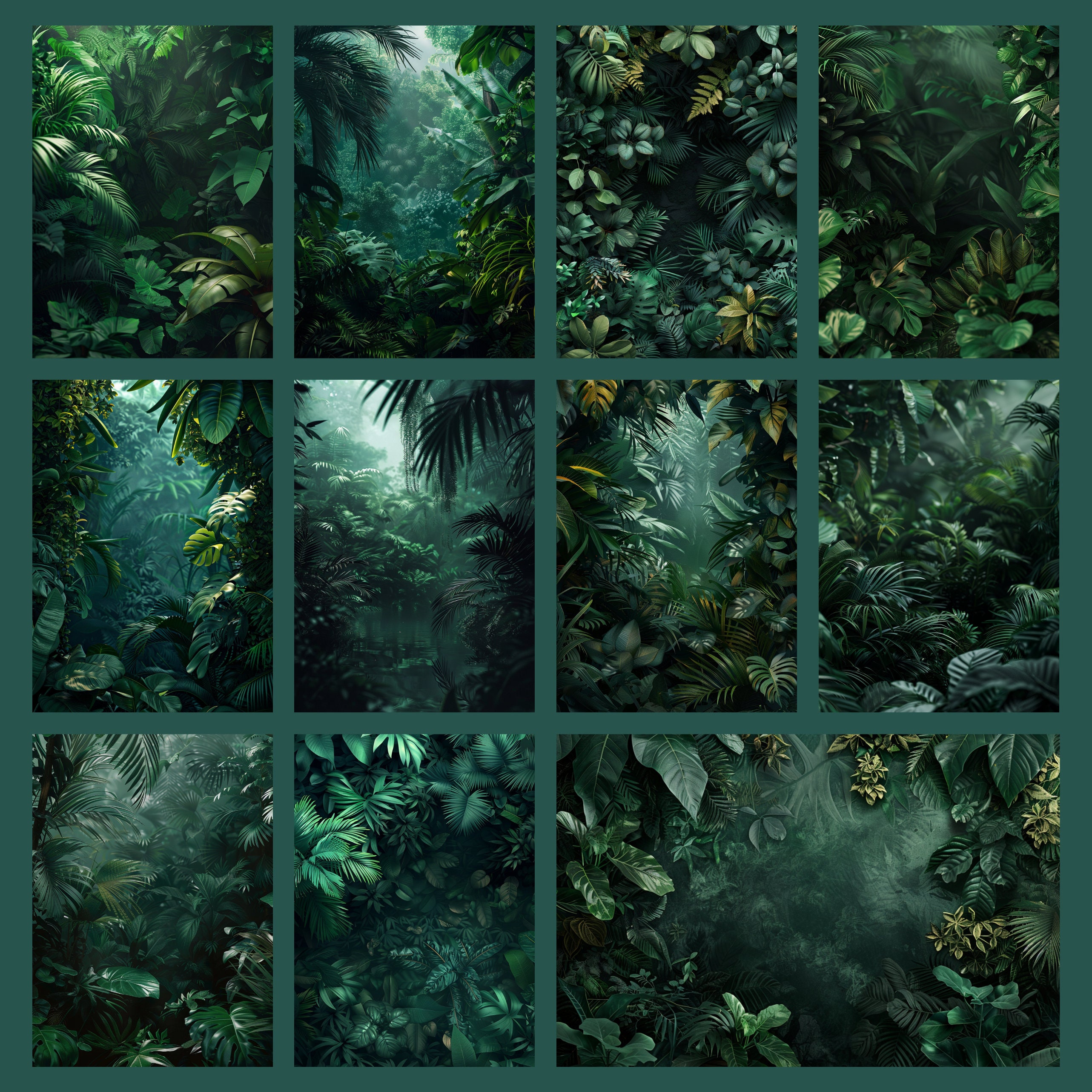 Tropical Jungle Safari Digital Backdrop, Photo Editing Overlays (60 ...