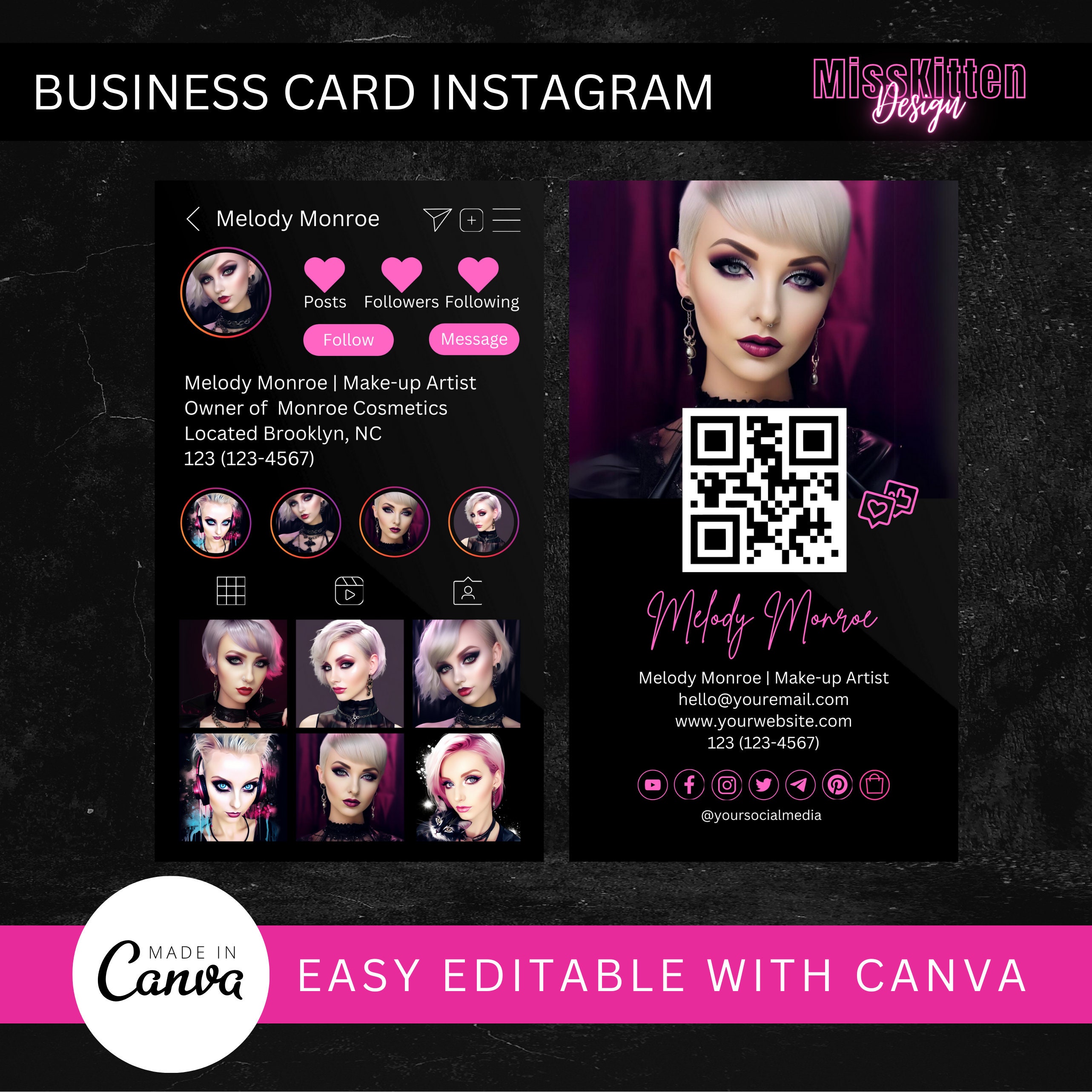 Business Card Social Media, Instagram Business Card, Influencer,content ...