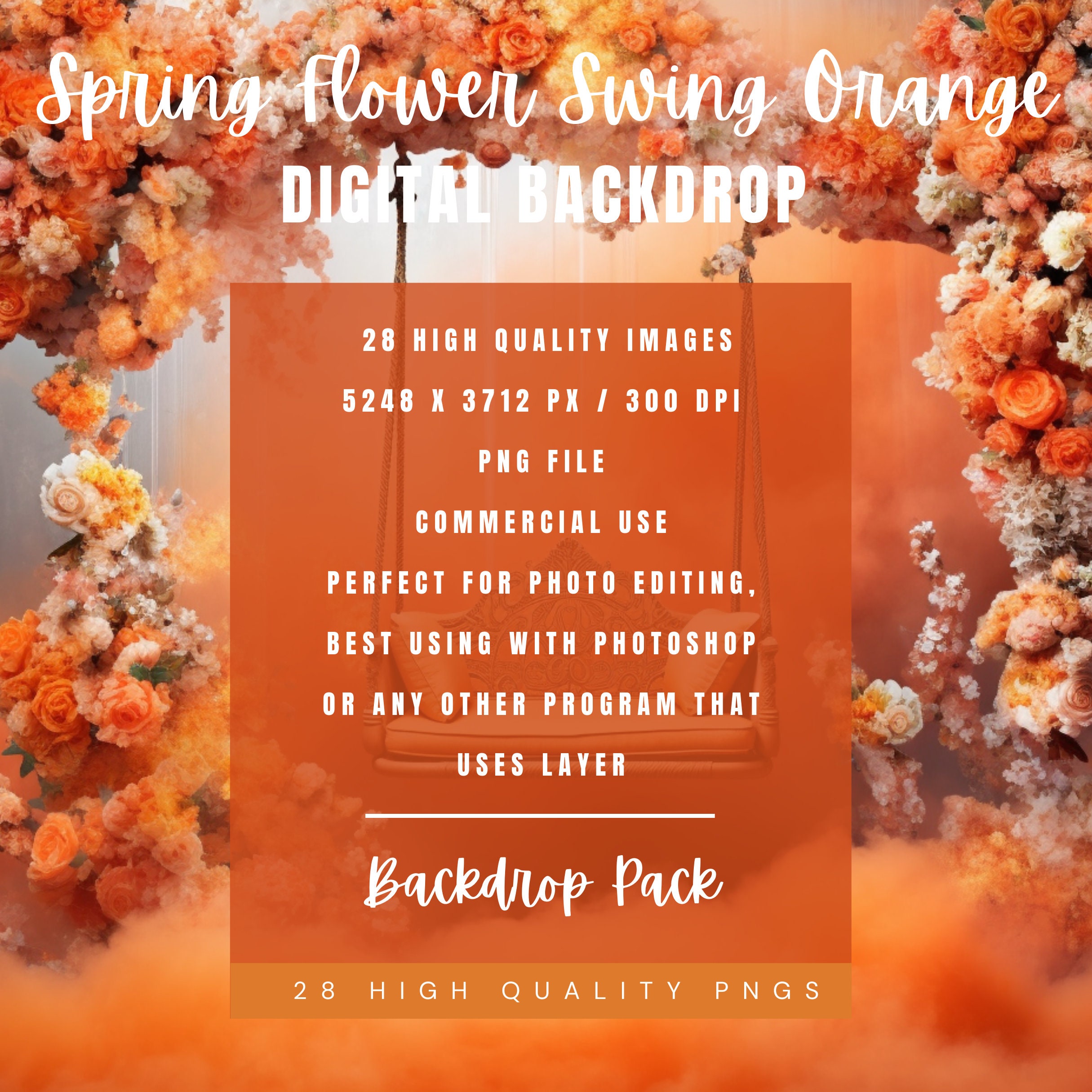 Summer Flower Swing Backdrop for Photo Editing, Summer Flower Backdrop ...