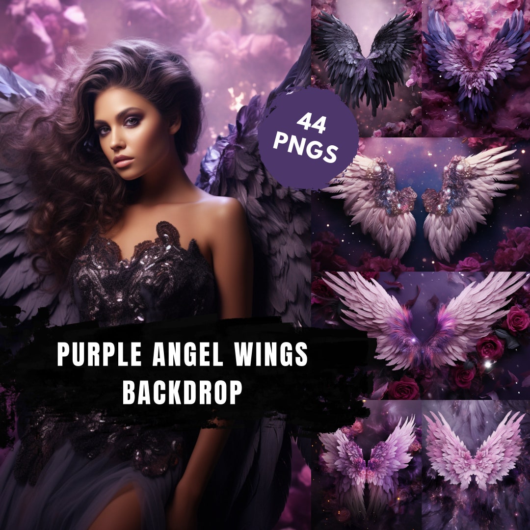 Digital Backdrop Purple Angel Wings for Photo Editing, Maternity ...