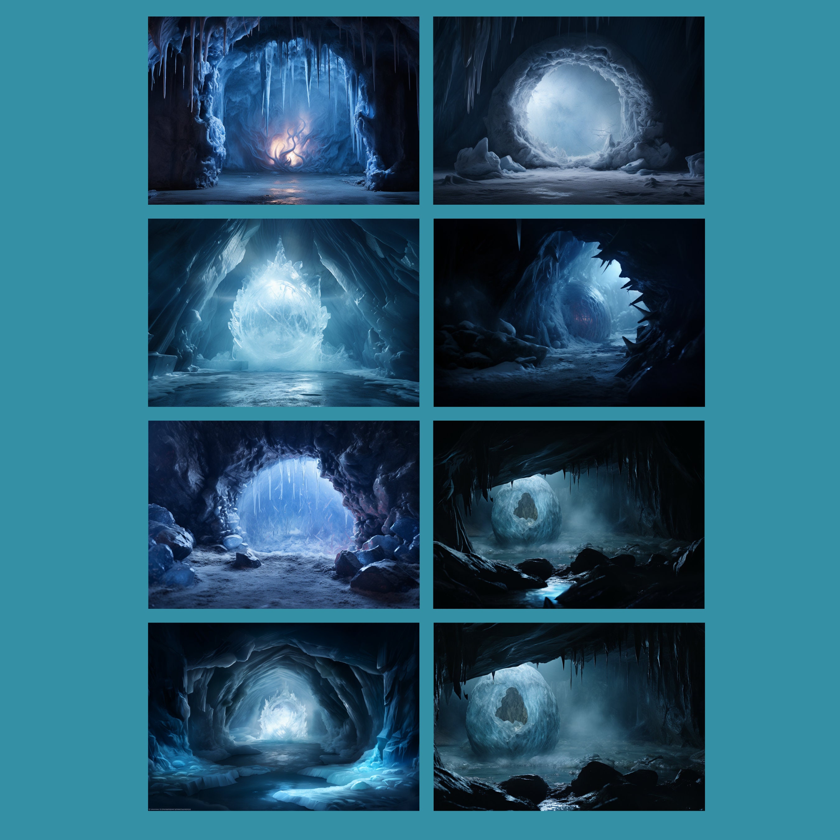 Frozen Ice Cave Digital Backdrop, Ice Cave Winter ,studio Backdrop ...