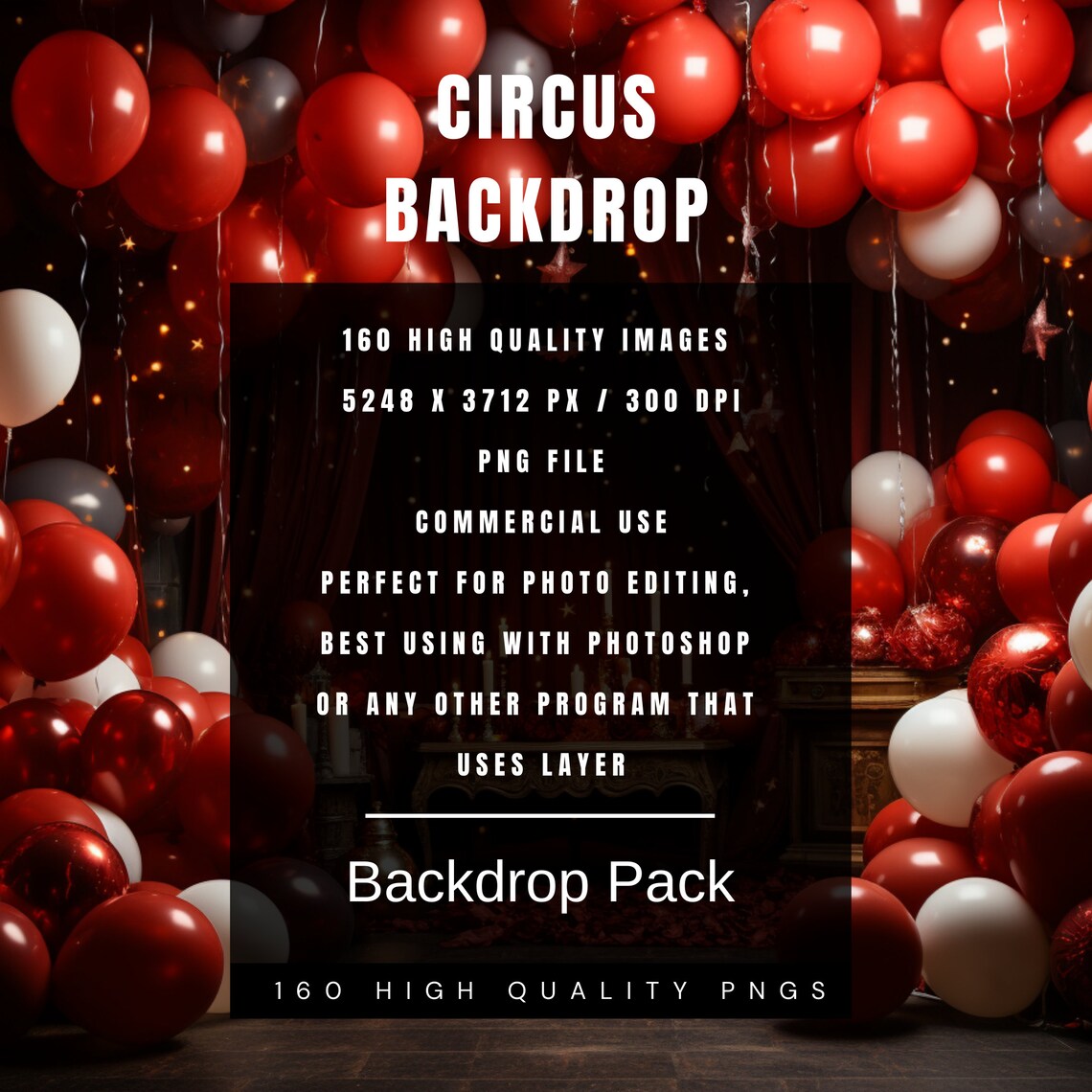 Circus Fine Art Backdrop for Photo Editing XXL Pack, Circus Stage ...