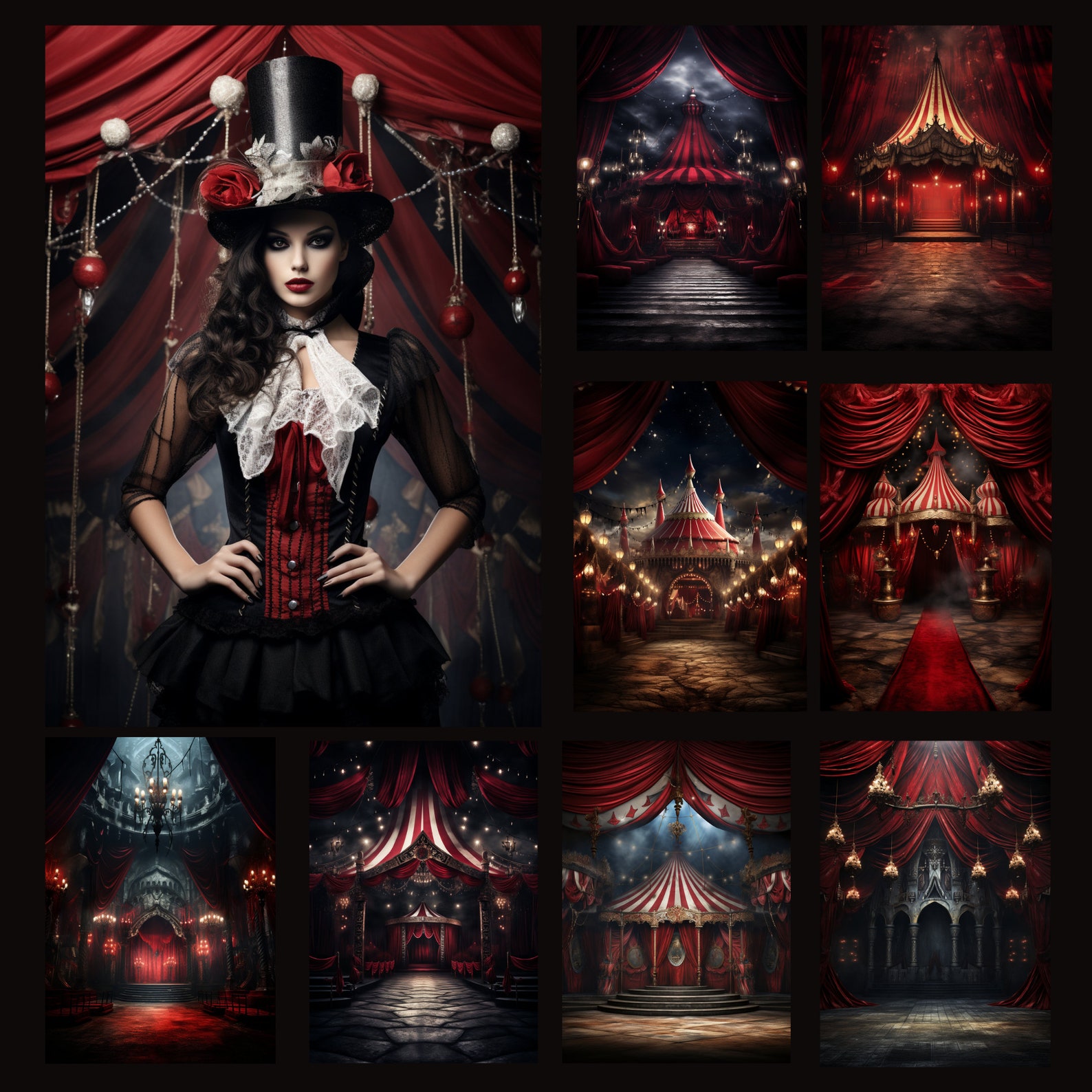 Gothic Circus Backdrop for Photo Editing XL Pack, Circus Manege ...
