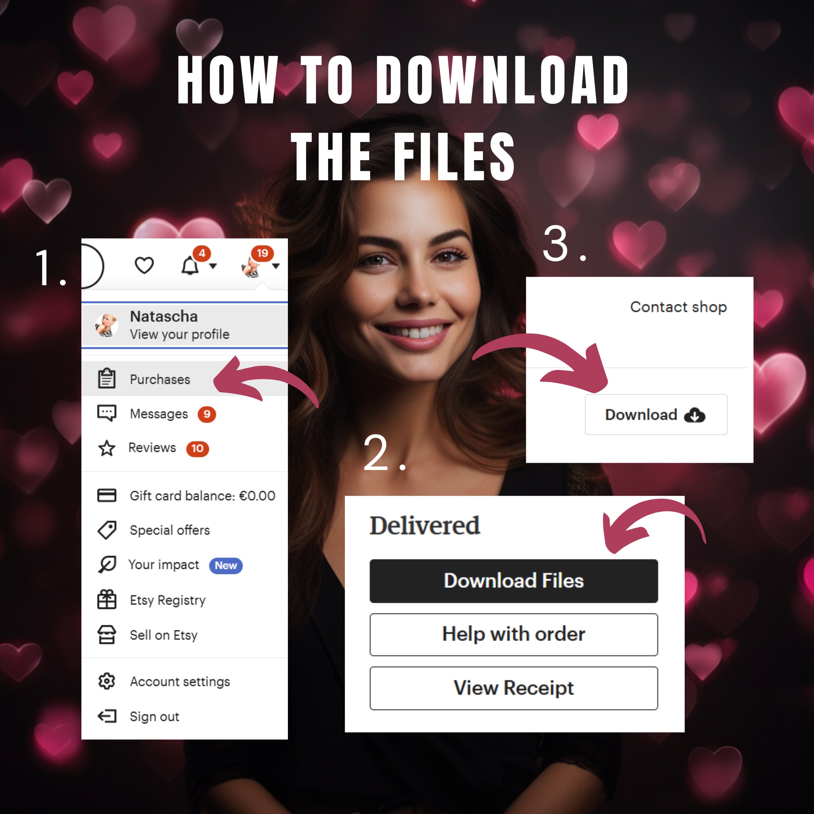 Pink Herz Bokeh Overlay for Photo Editing, Digital Backdrop Overlay ...