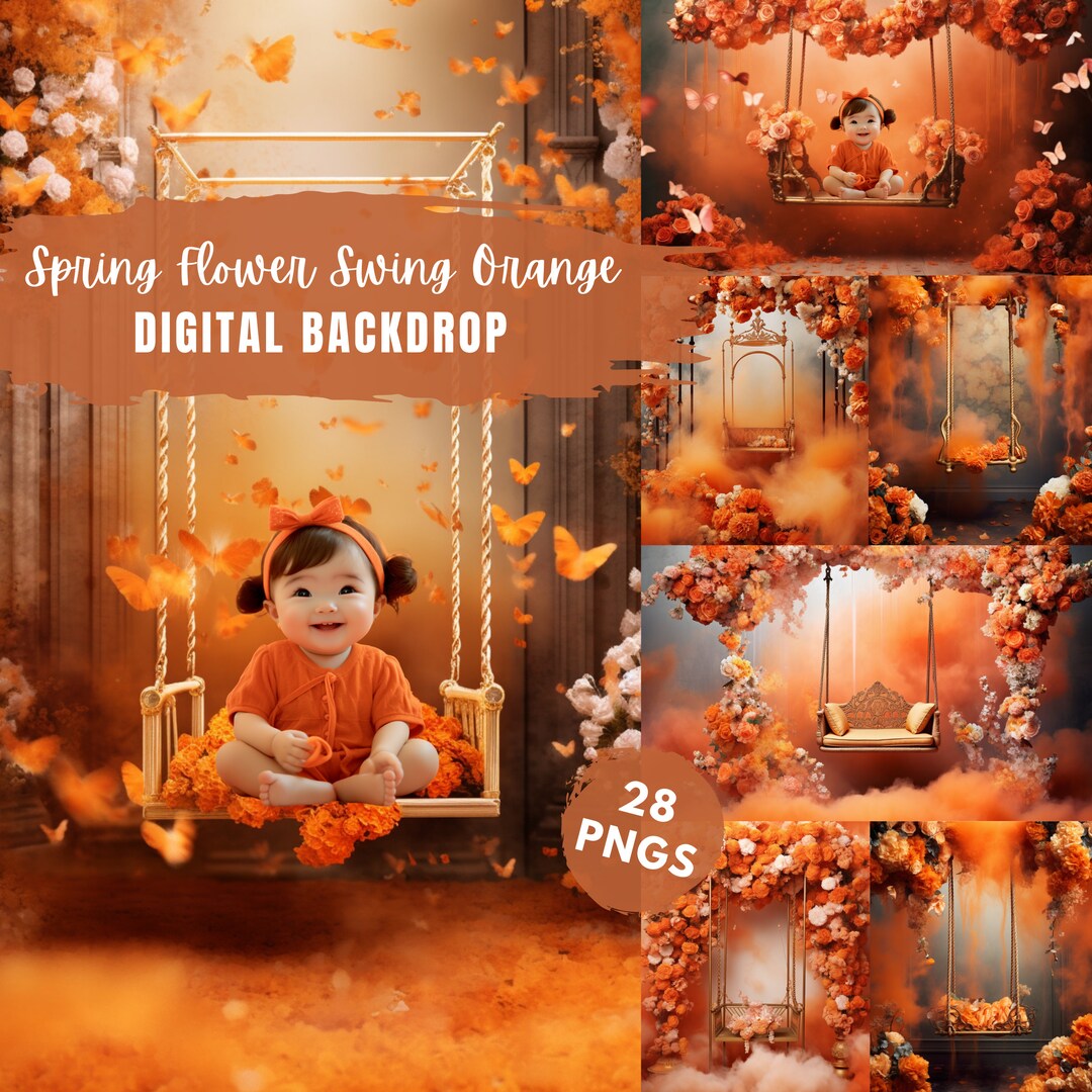 Summer Flower Swing Backdrop for Photo Editing, Summer Flower Backdrop ...