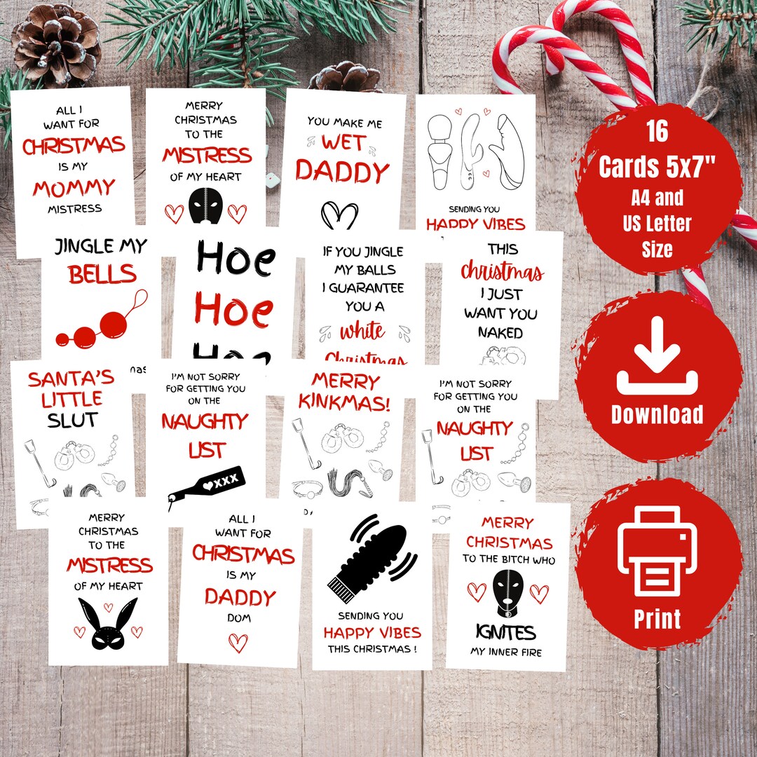Naughty Christmas BDSM Card Bundle, Kinky Holiday Cards (digital ...