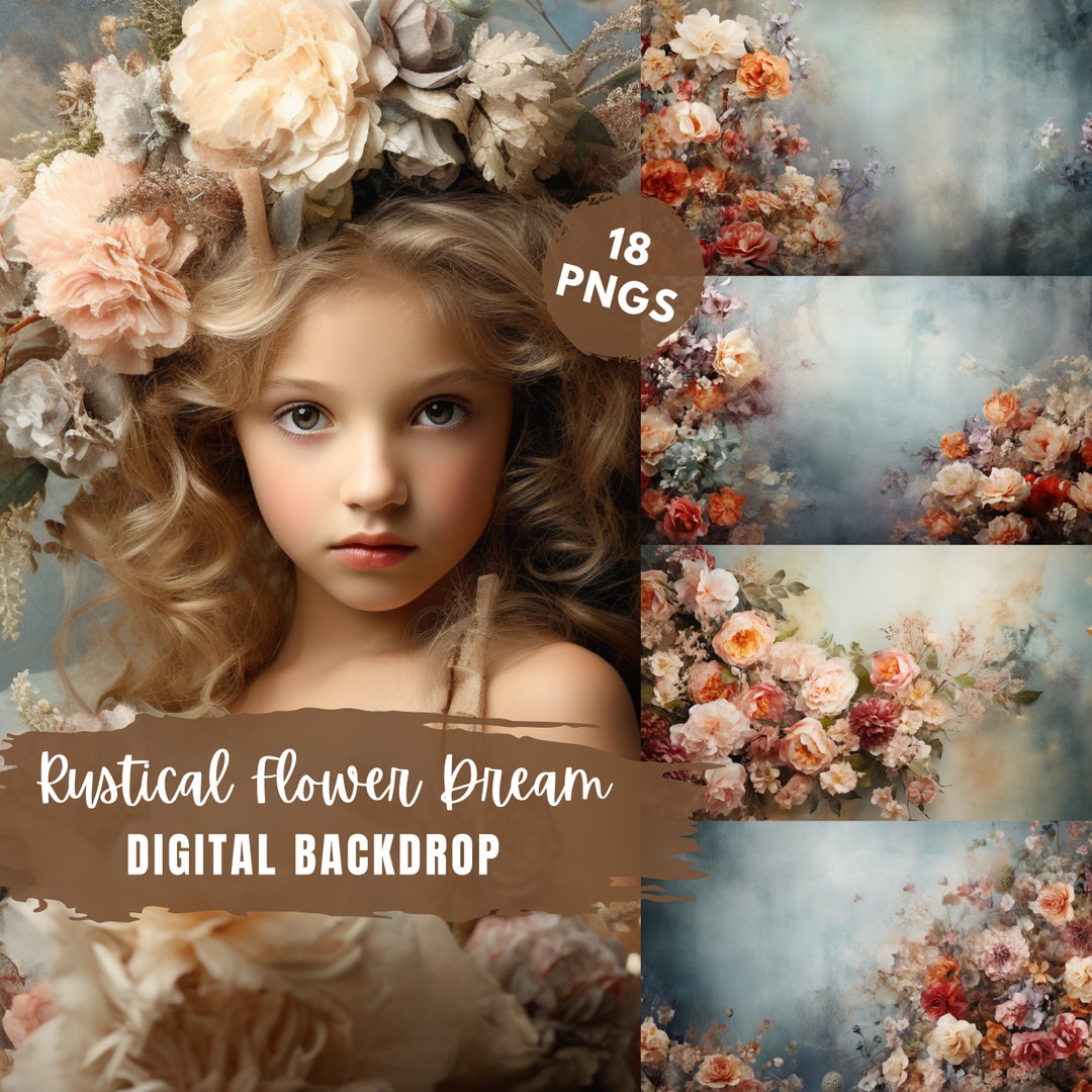 Floral Dream Photography Backdrop, Rustic Flower Grunge Overlay ...