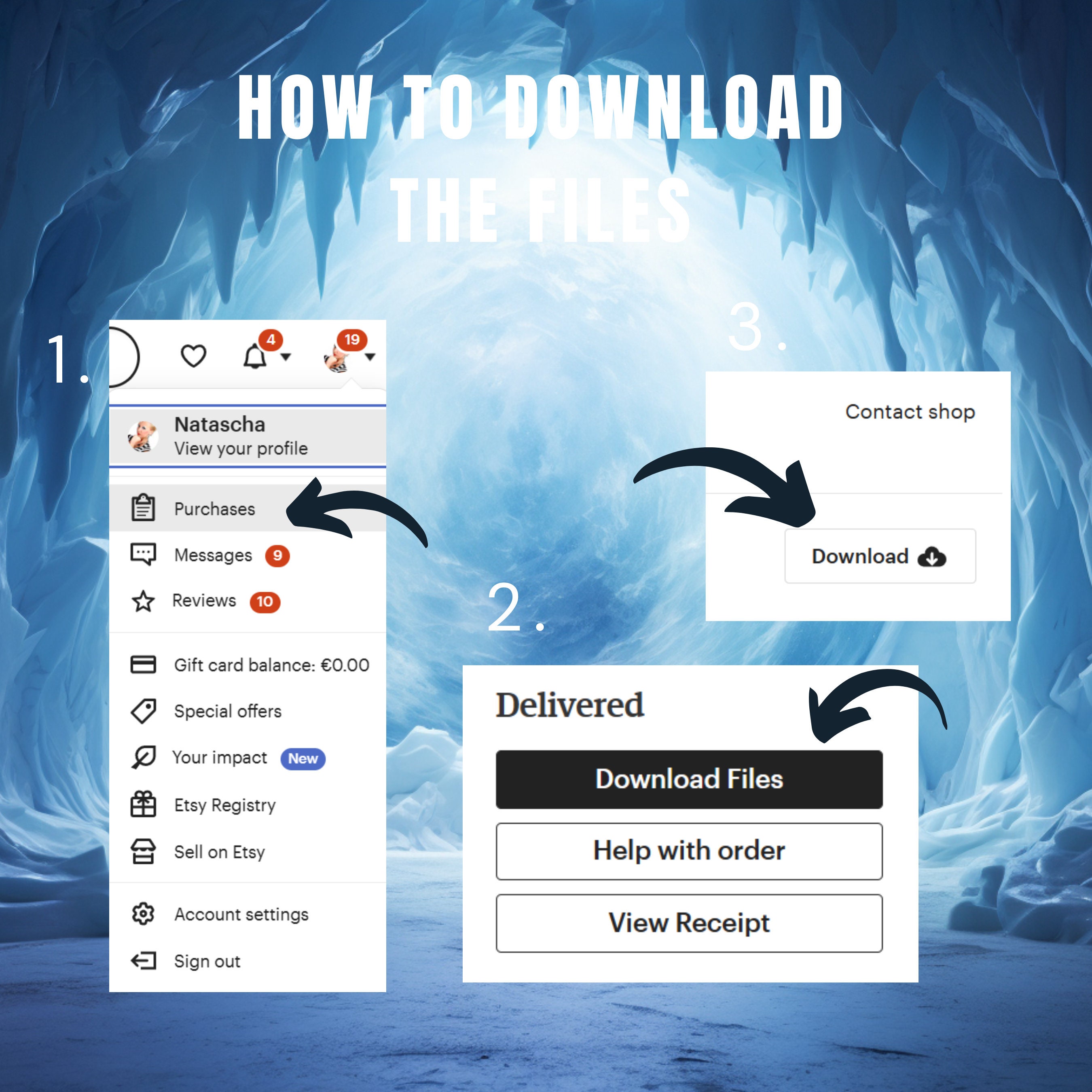 Frozen Ice Cave Digital Backdrop, Ice Cave Winter ,studio Backdrop ...