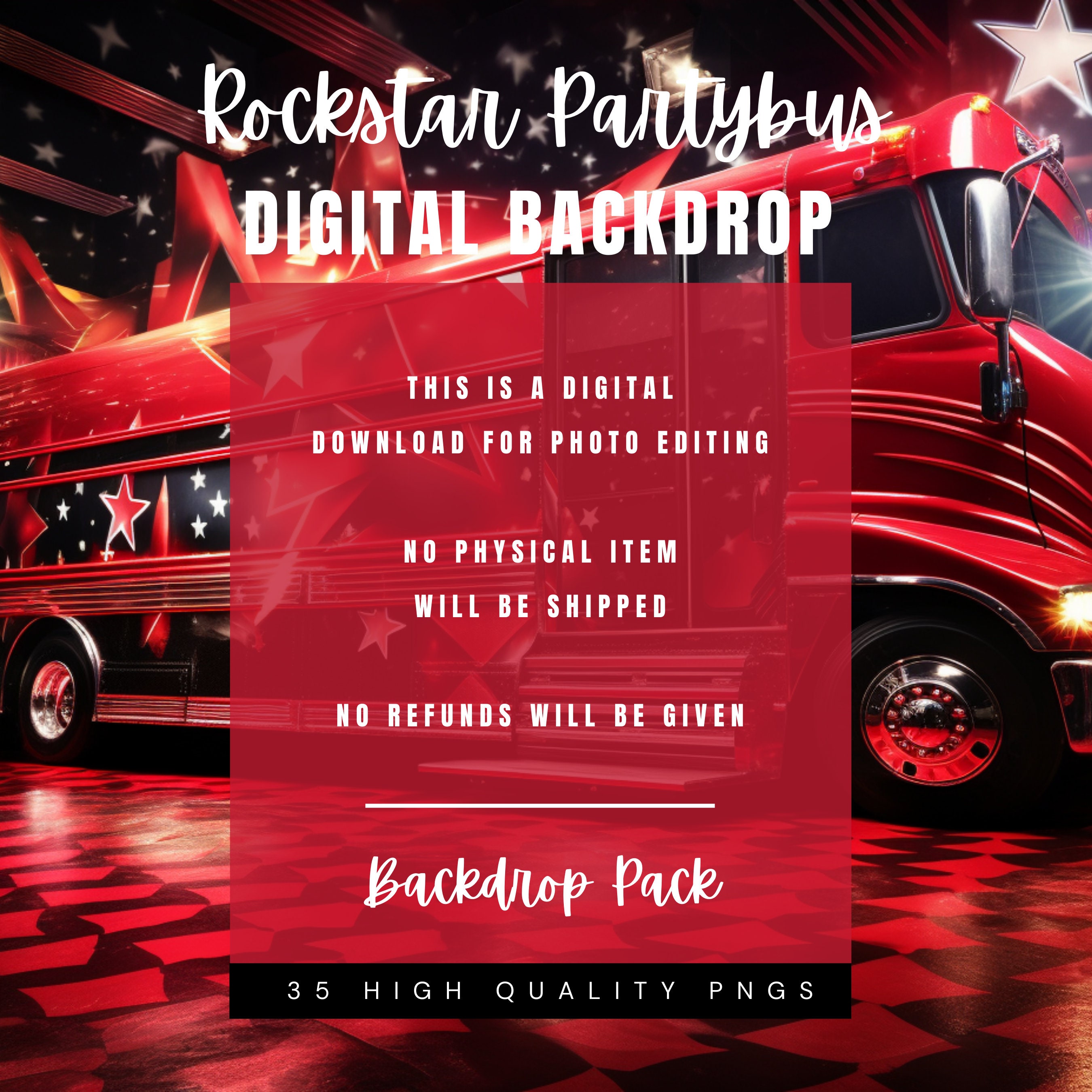 Rockstar Party Bus Photography Backdrop, Digital Background, Concert ...