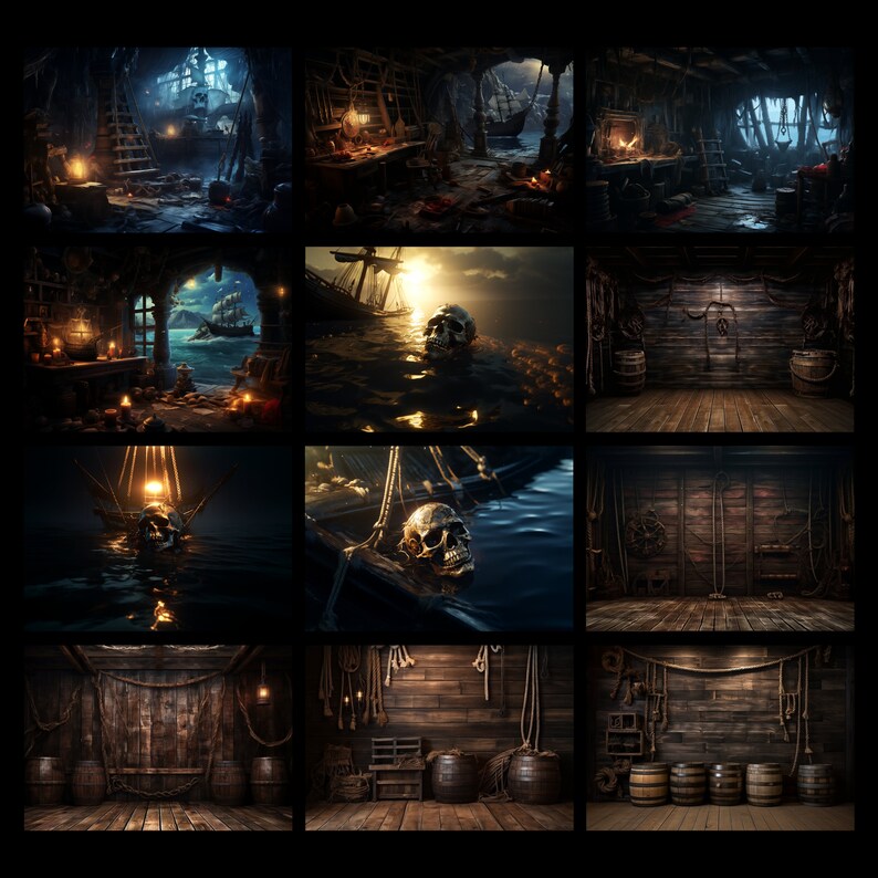 Pirate Adventure Digital Background, Pirat Ship, Pirat Background ...