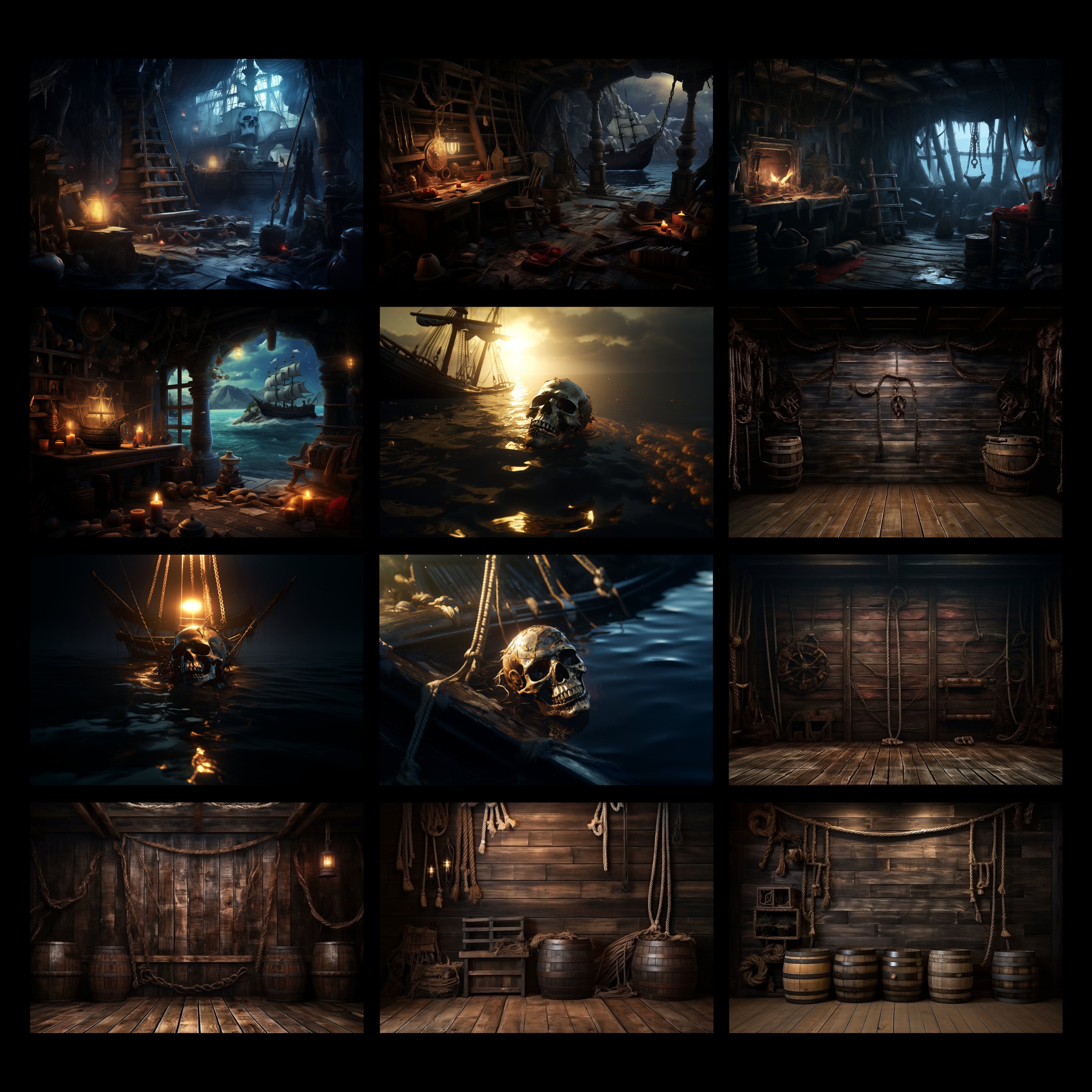 Pirate Adventure Digital Background, Pirat Ship, Pirat Background ...