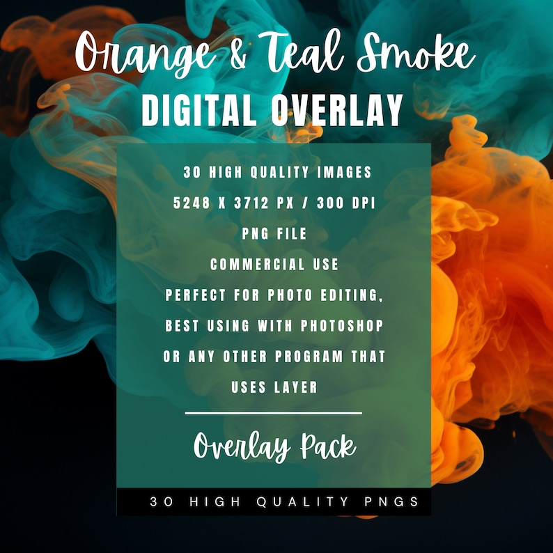 Smoke Bomb Orange and Teal Overlay Backdrop for Photo Editing, Smoke ...