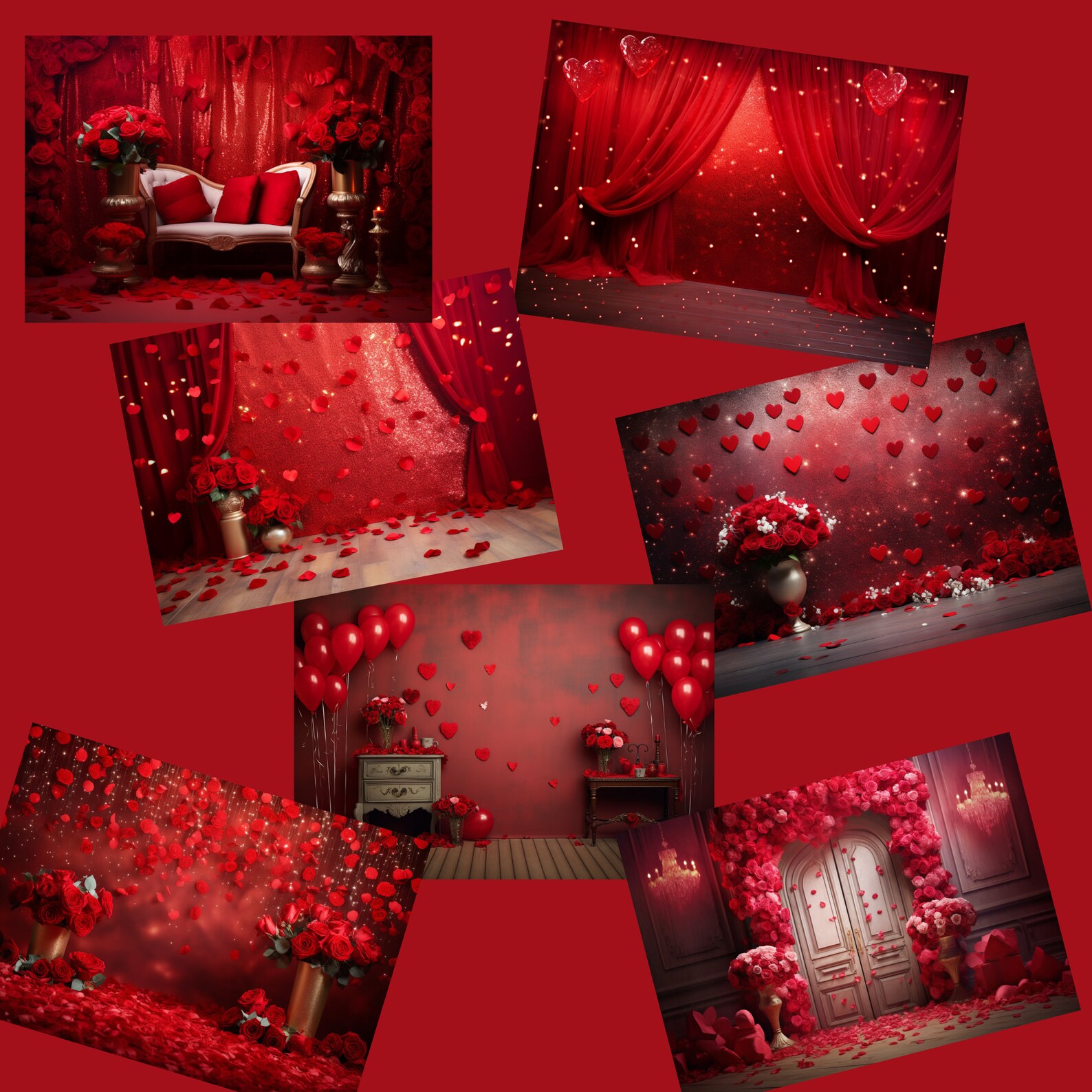 Valentines Day Digital Background, Red Heart, Love Background XXL ...