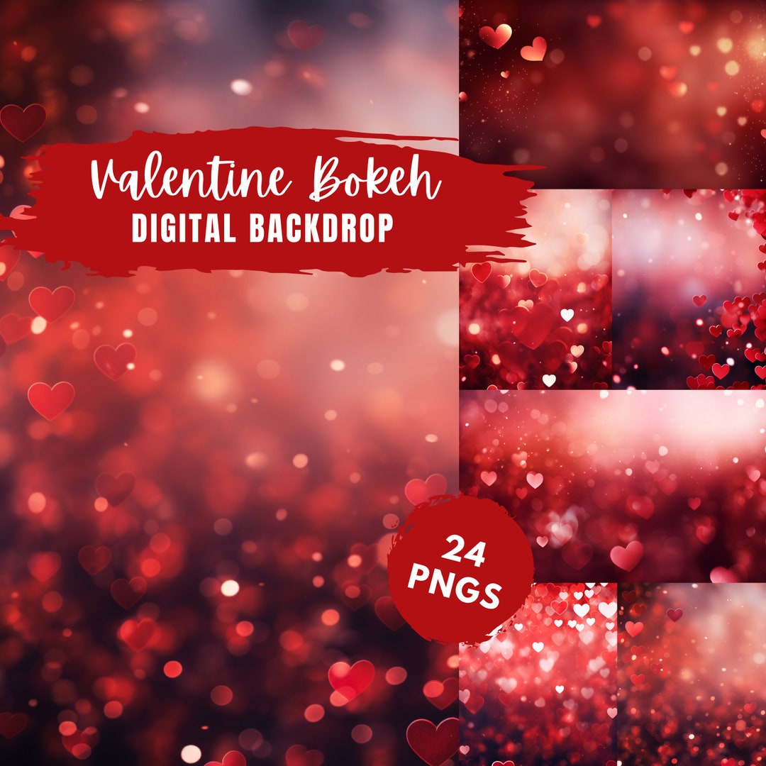Valentine's Day Bokeh Digital Background, Red Hearts, Love Background ...