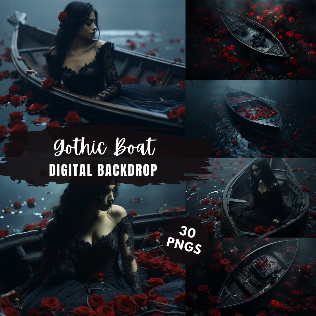 Gothic Love Boat Digital Background, Flower Boat, Dark Fairytale ...