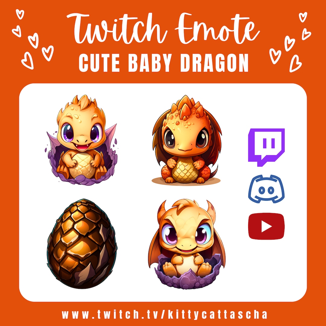 Dragon Baby 4er Emote Set for Twitch Streamers, Youtube, Discord,chibi ...