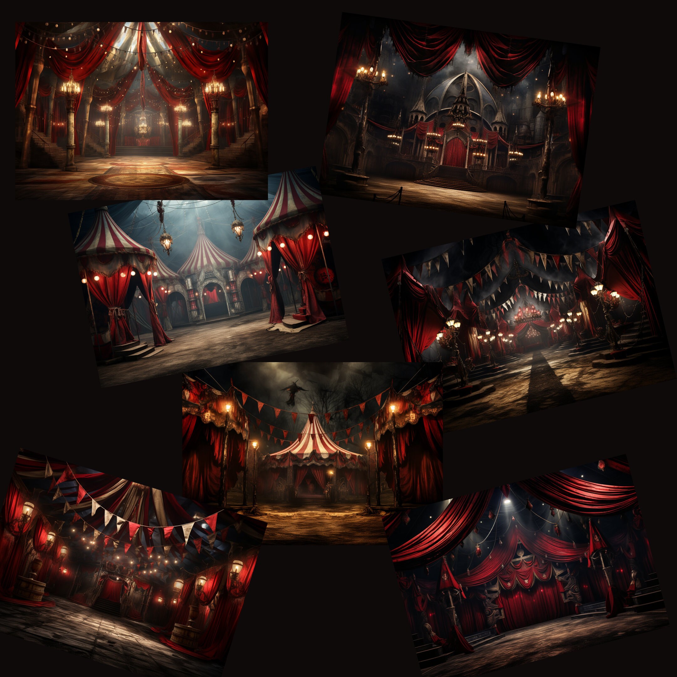 Gothic Circus Backdrop for Photo Editing XL Pack, Circus Manege ...