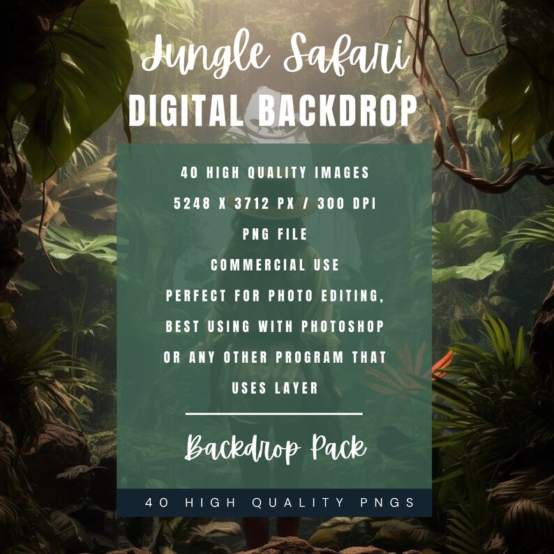 Jungle Safari Digital Backdrop, Tropical Photo Overlays (PNG) - Etsy