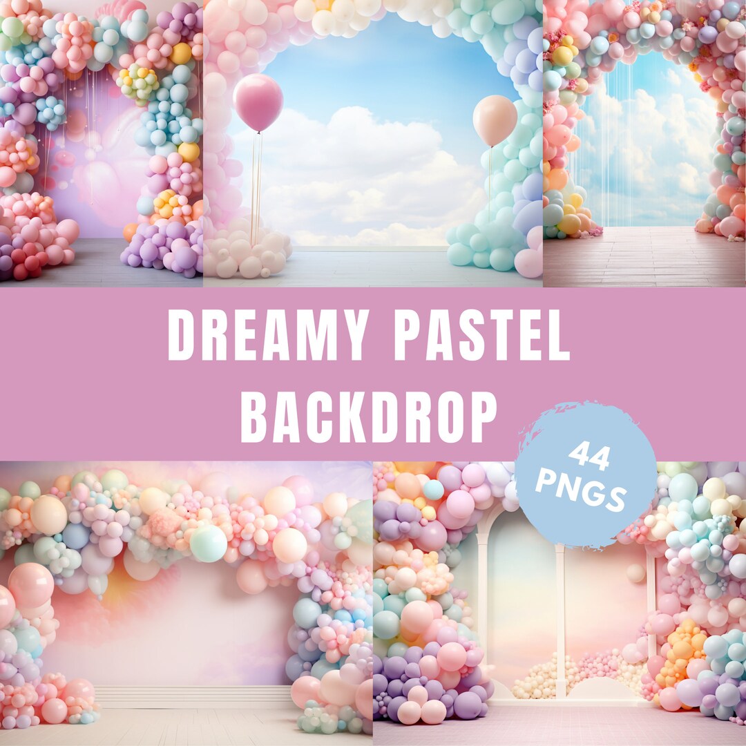 Dreamy Pastel Balloon Backdrop for Photo Editing, Soft Maternity ...