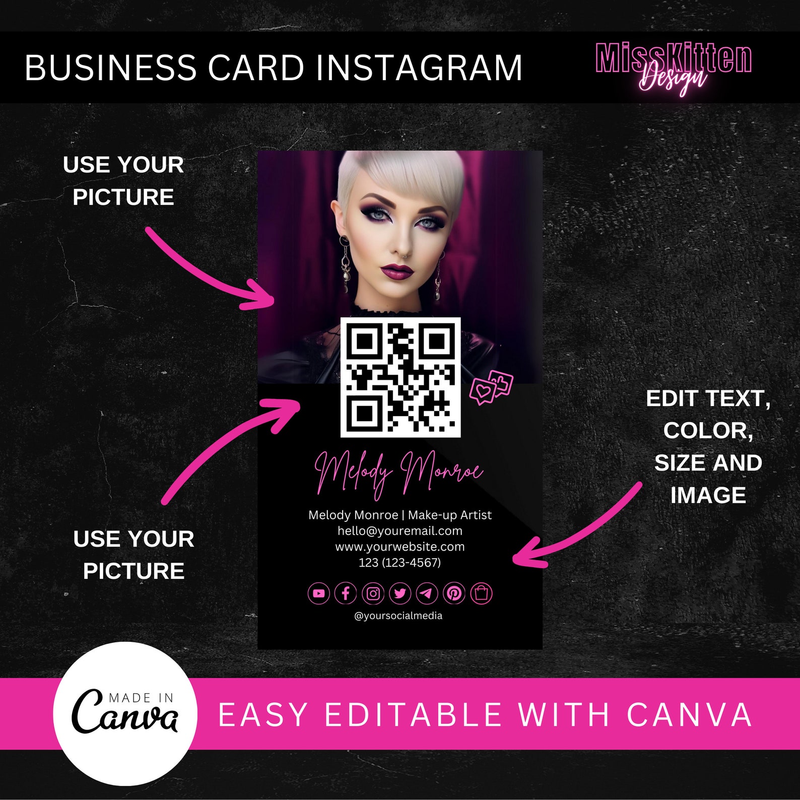 Business Card Social Media, Instagram Business Card, Influencer,content ...