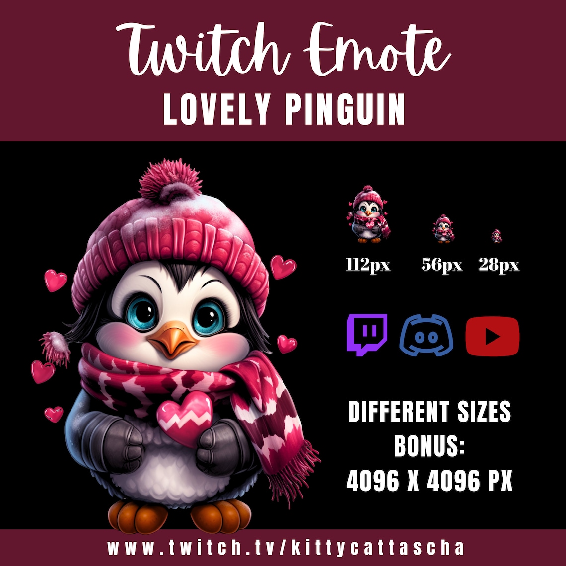 Cute Winter Pinguin Emote for Twitch Streamers, Youtube, Discord,chibi ...