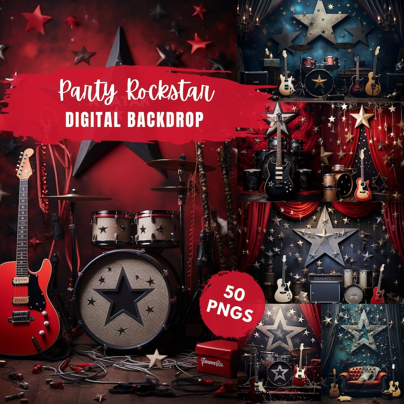 Rockstar Stage Concert Photography Backdrop, Digital Background, Party ...