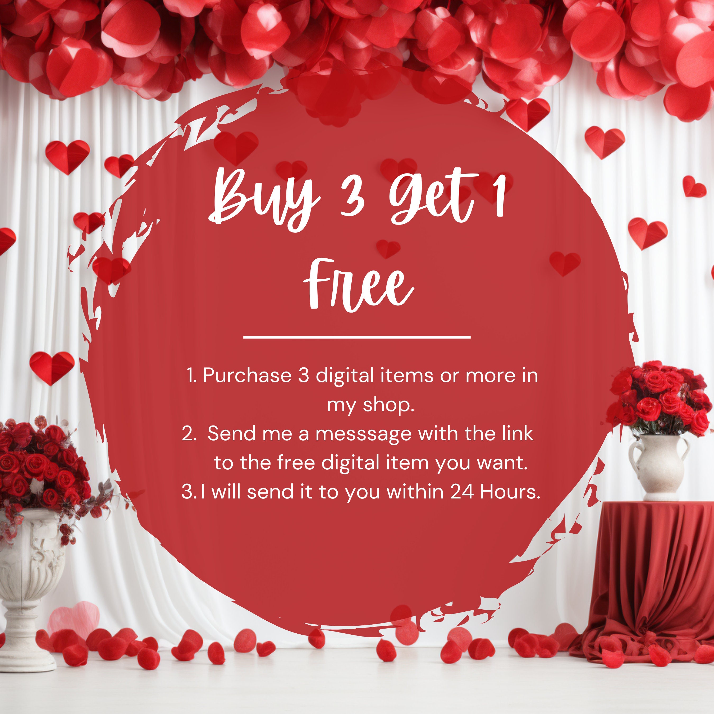 Valentines Day Digital Background, Red Heart, Love Background Bundle ...