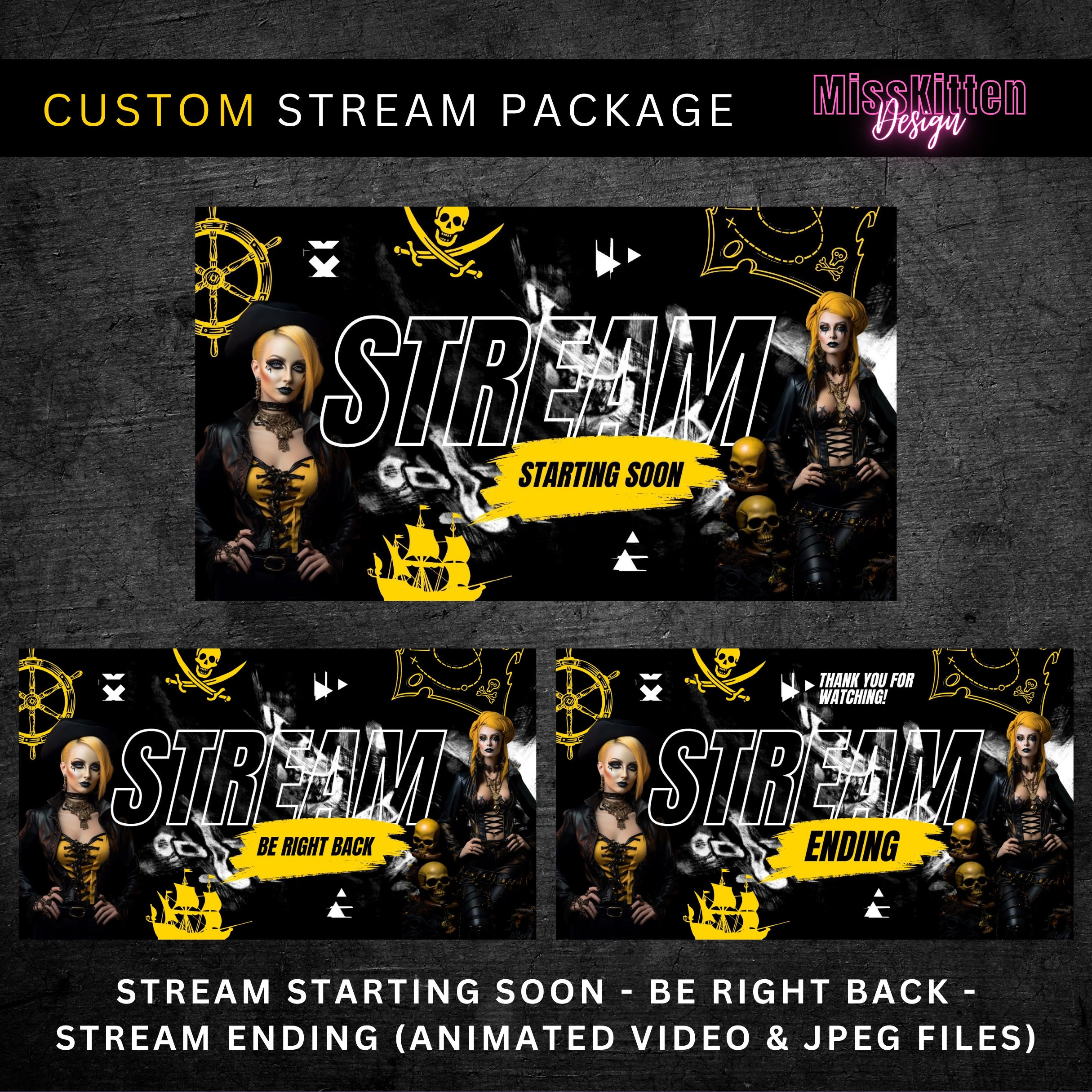 Animated Stream Overlay Screen Set, Twitch Screens Pack, Custom Image ...