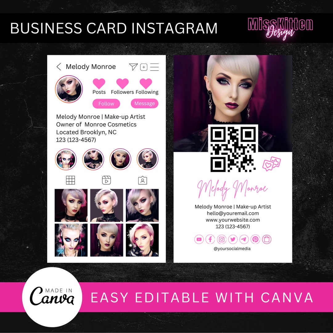Business Card Social Media, Instagram Business Card, Influencer,content ...