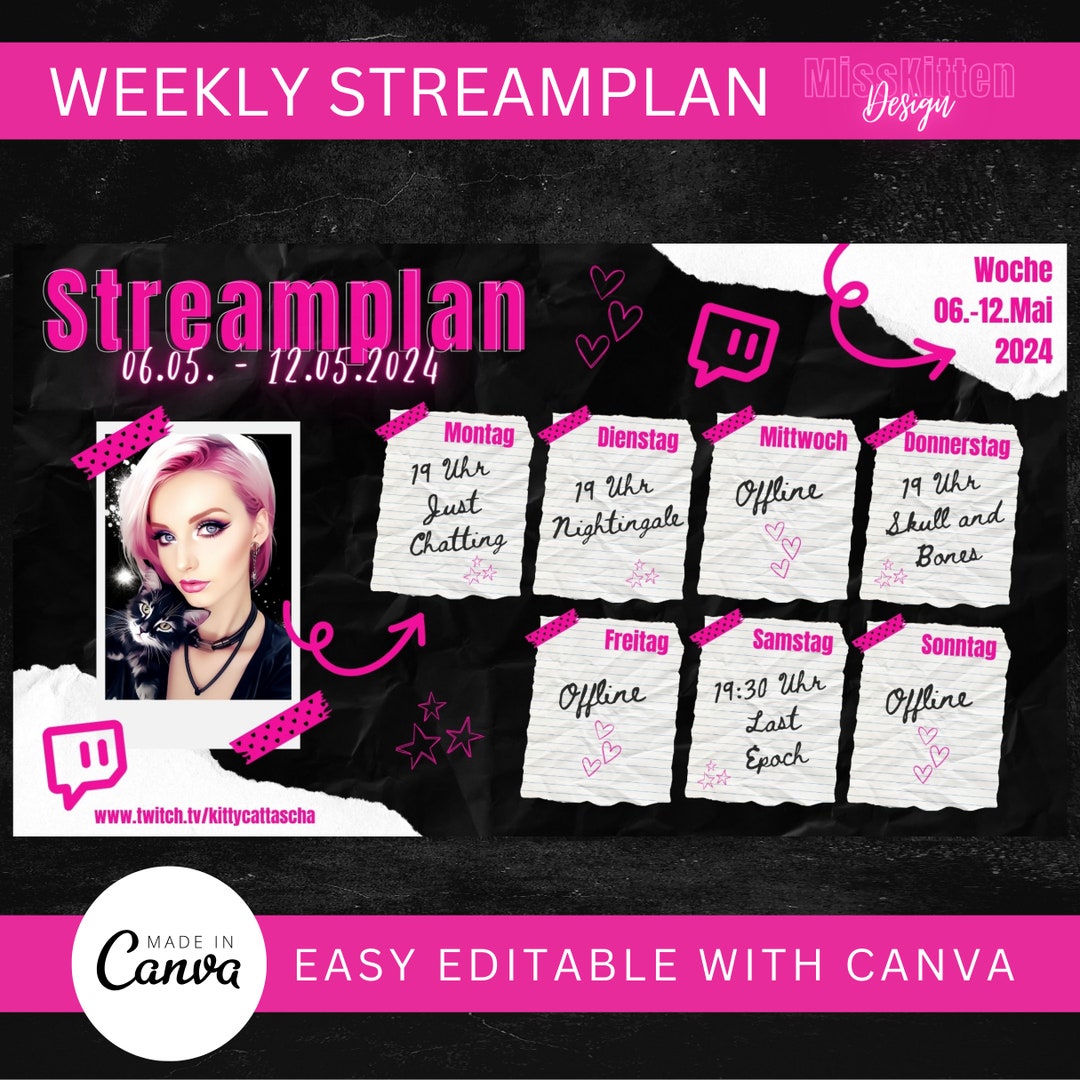 Twitch Pink Stream Schedule, Pink Stream Schedule, Weekly Stream ...