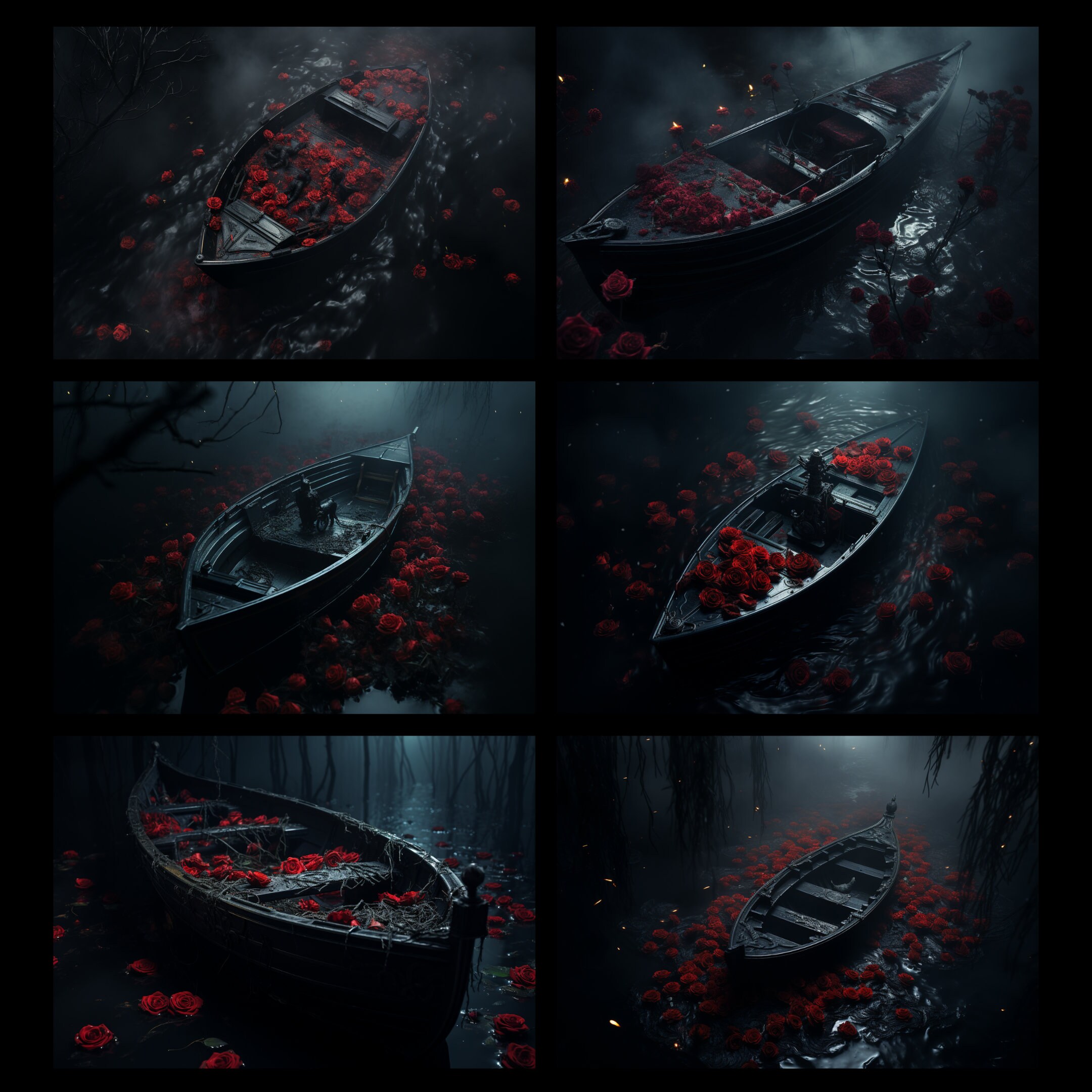 Gothic Love Boat Digital Background, Flower Boat, Dark Fairytale ...