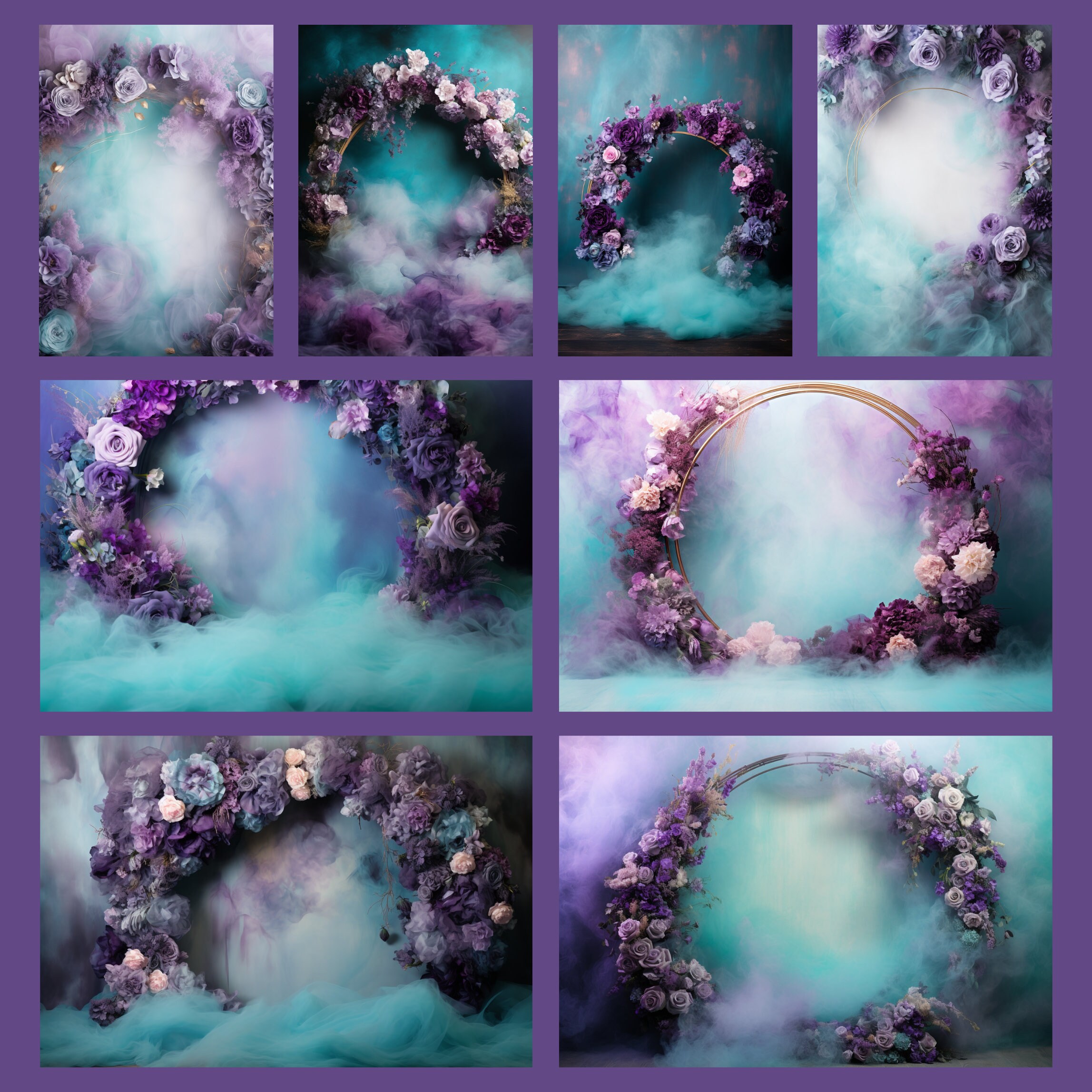 Flower Floral Ring Backdrop for Photo Editing, Romantic Flower Backdrop ...