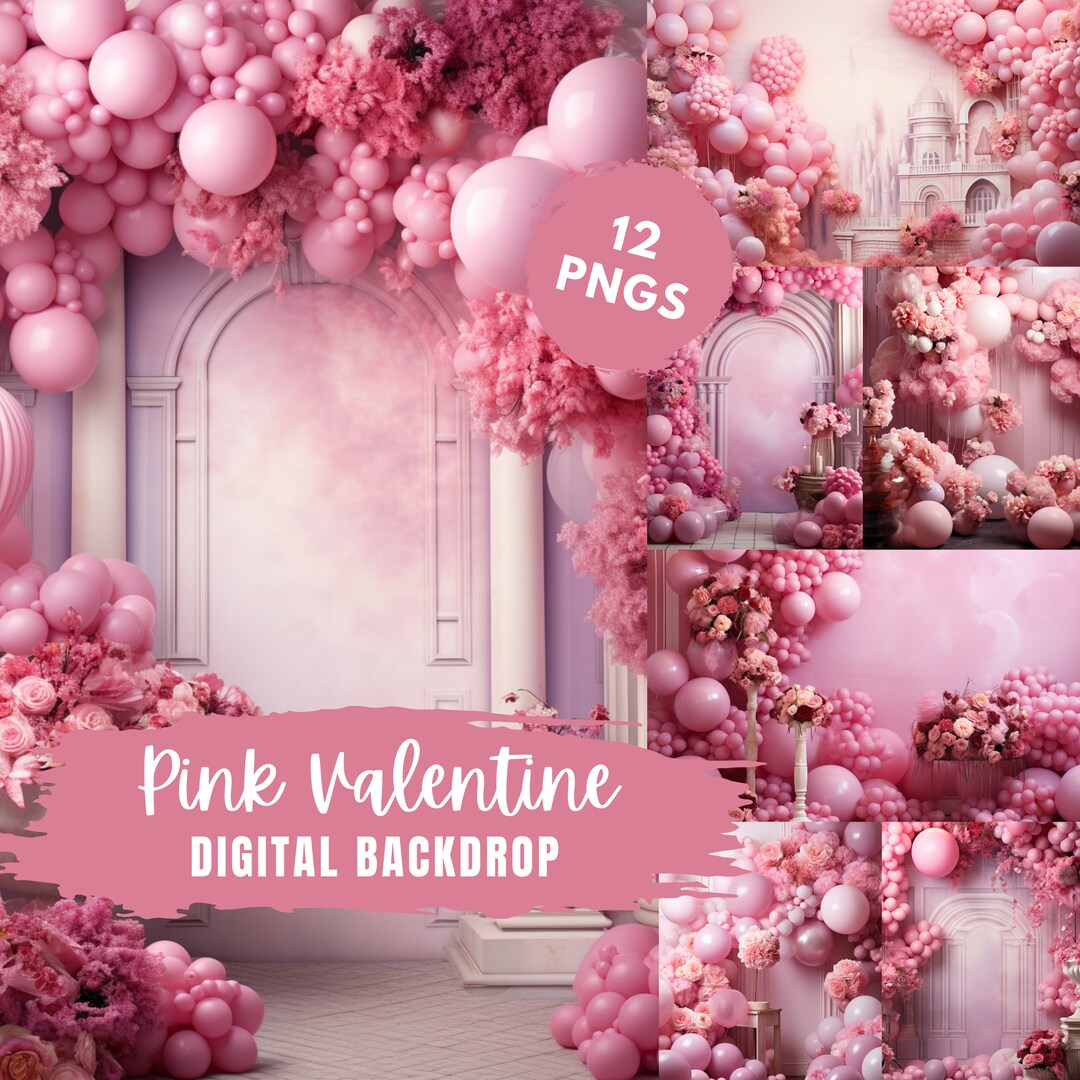 Valentines Day Digital Background, Lovely Pink Heart, Love Background ...