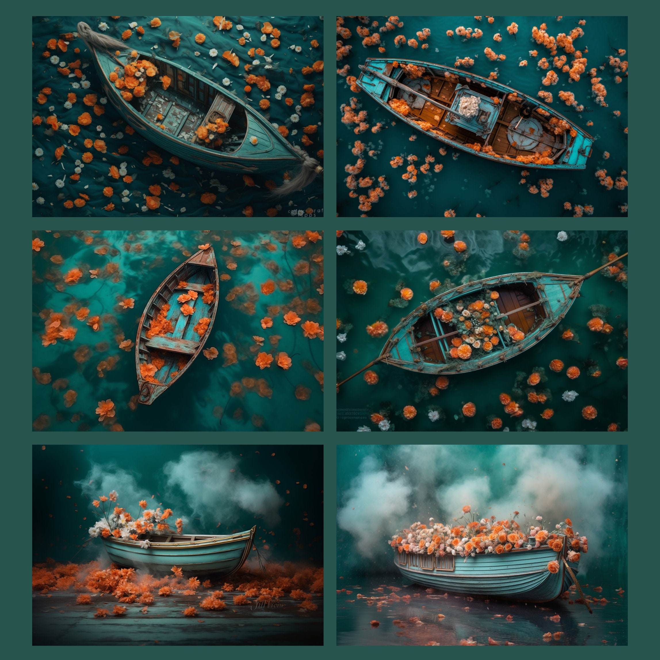 Flower Boat Floral Backdrop for Photo Editing, Romantic Flower Backdrop ...
