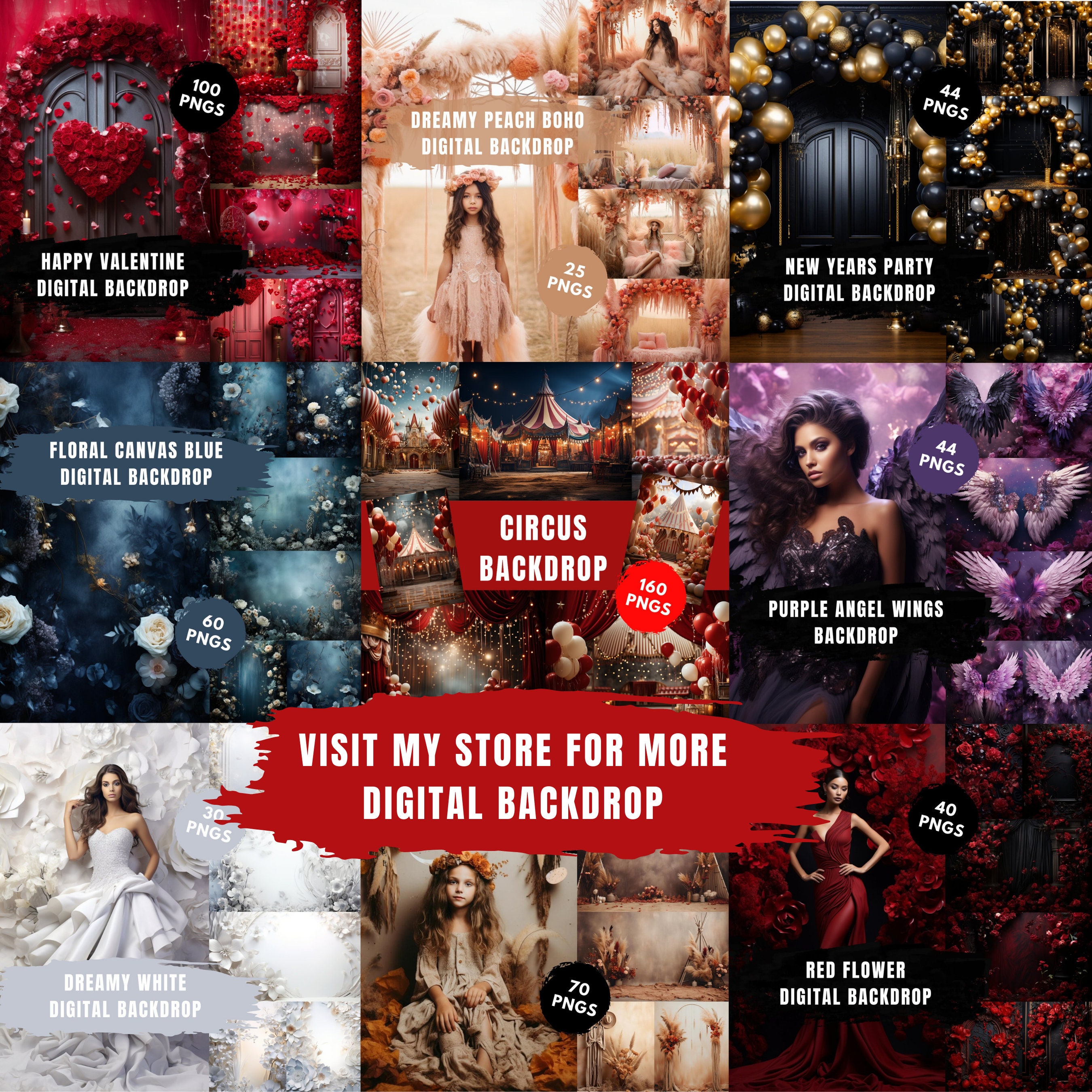 Dreamy Wonderland Digital Backdrop for Photo Editing XXL Pack, Studio ...