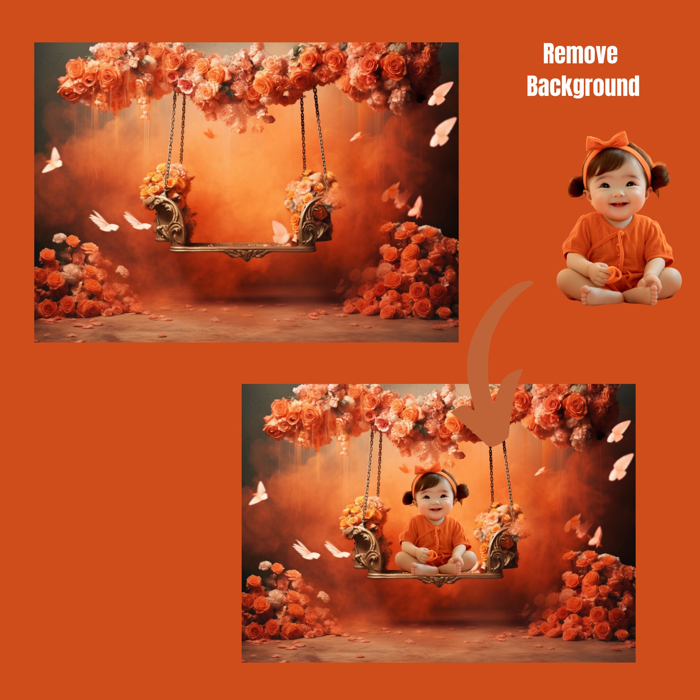 Summer Flower Swing Backdrop for Photo Editing, Summer Flower Backdrop ...