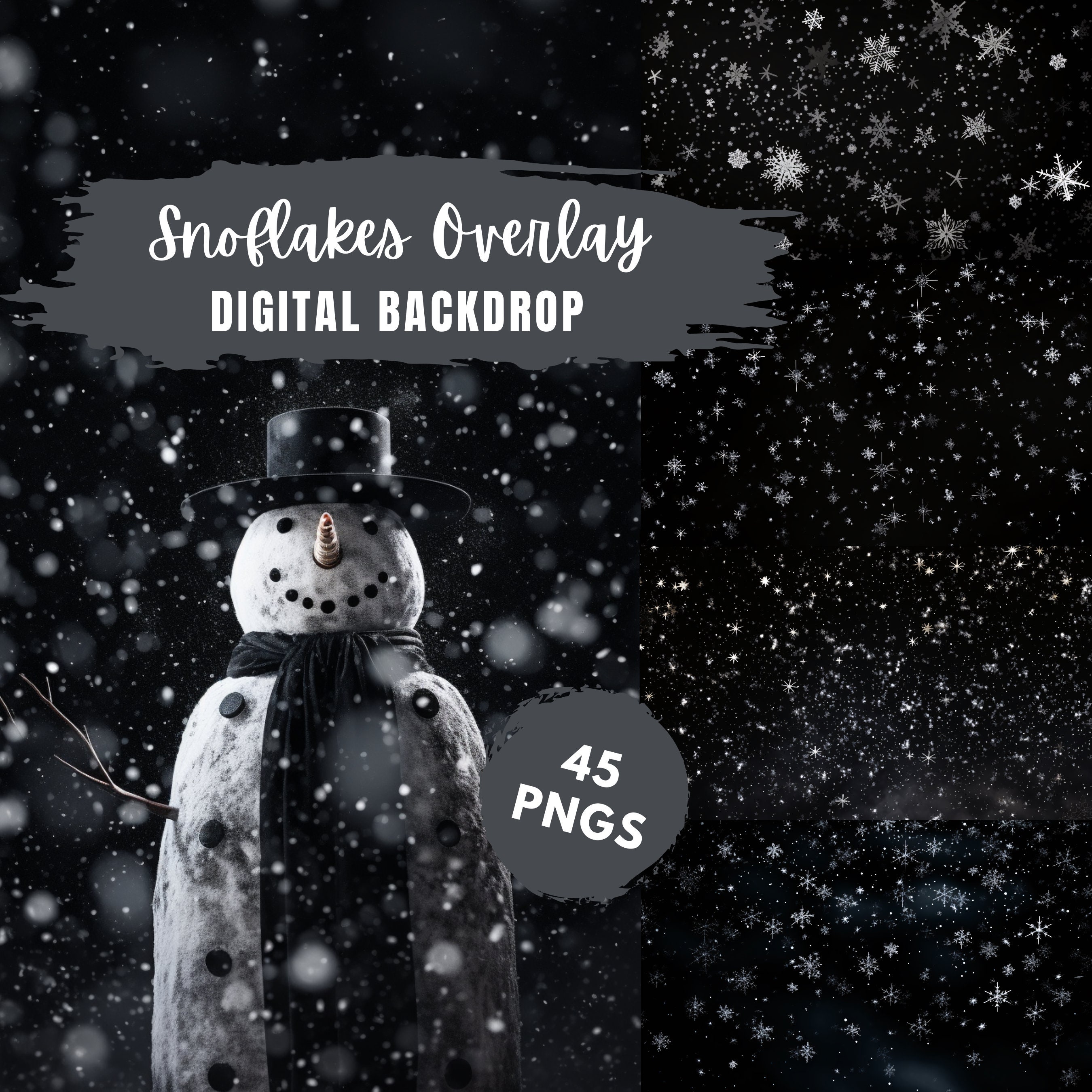 Snowflake Overlay for Photo Editing, Snowflake Backdrop Overlay ...