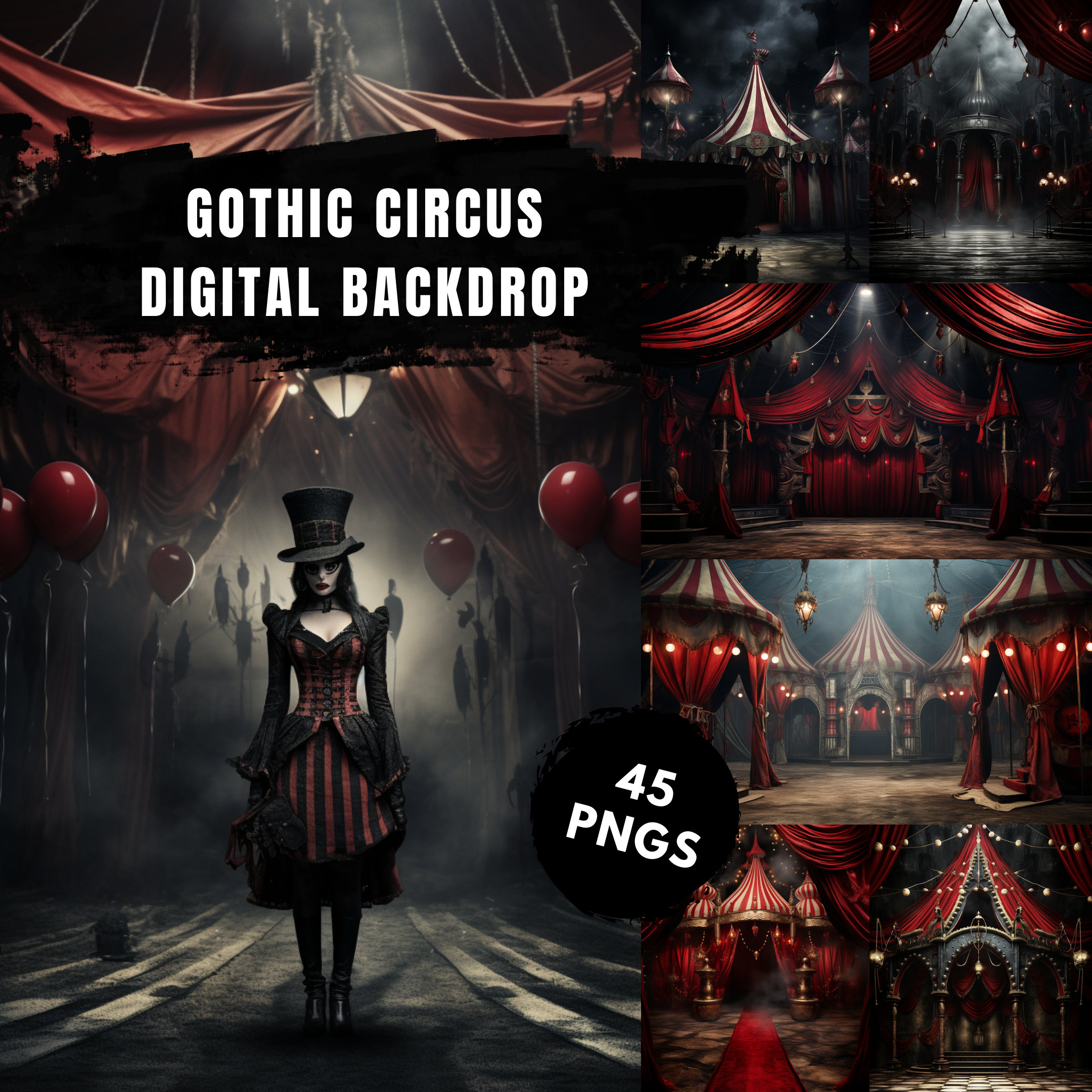 Gothic Circus Backdrop for Photo Editing XL Pack, Circus Manege ...