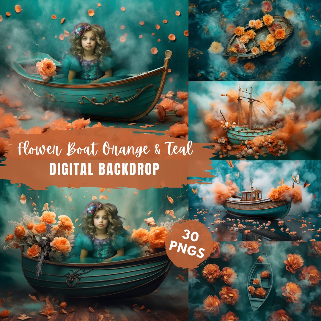 Flower Boat Floral Backdrop for Photo Editing, Romantic Flower Backdrop ...