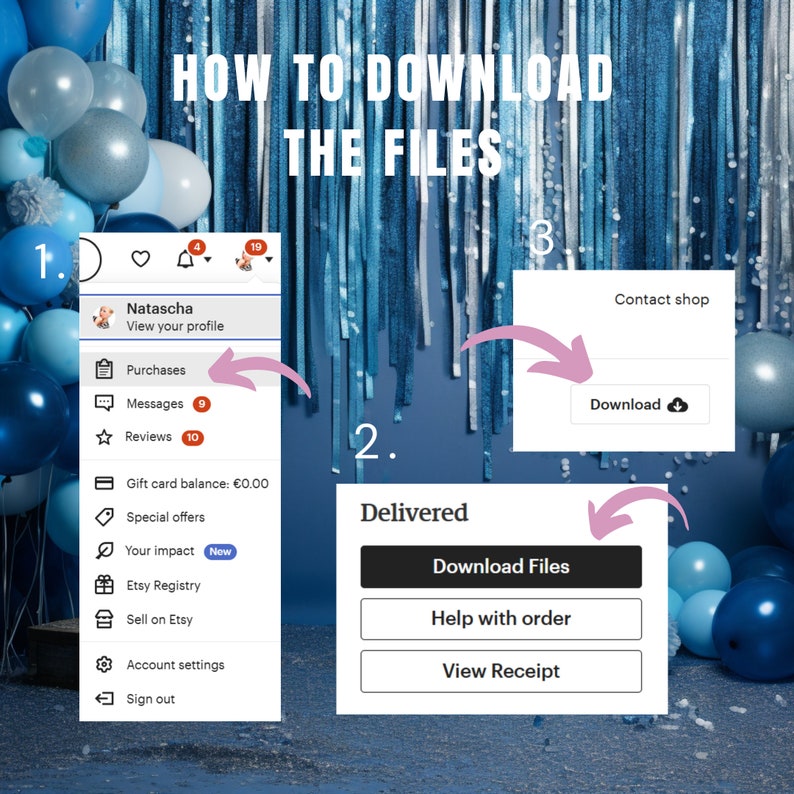 Digital Backdrops Blue Balloons for Photo Editing, Birthday Backdrop ...