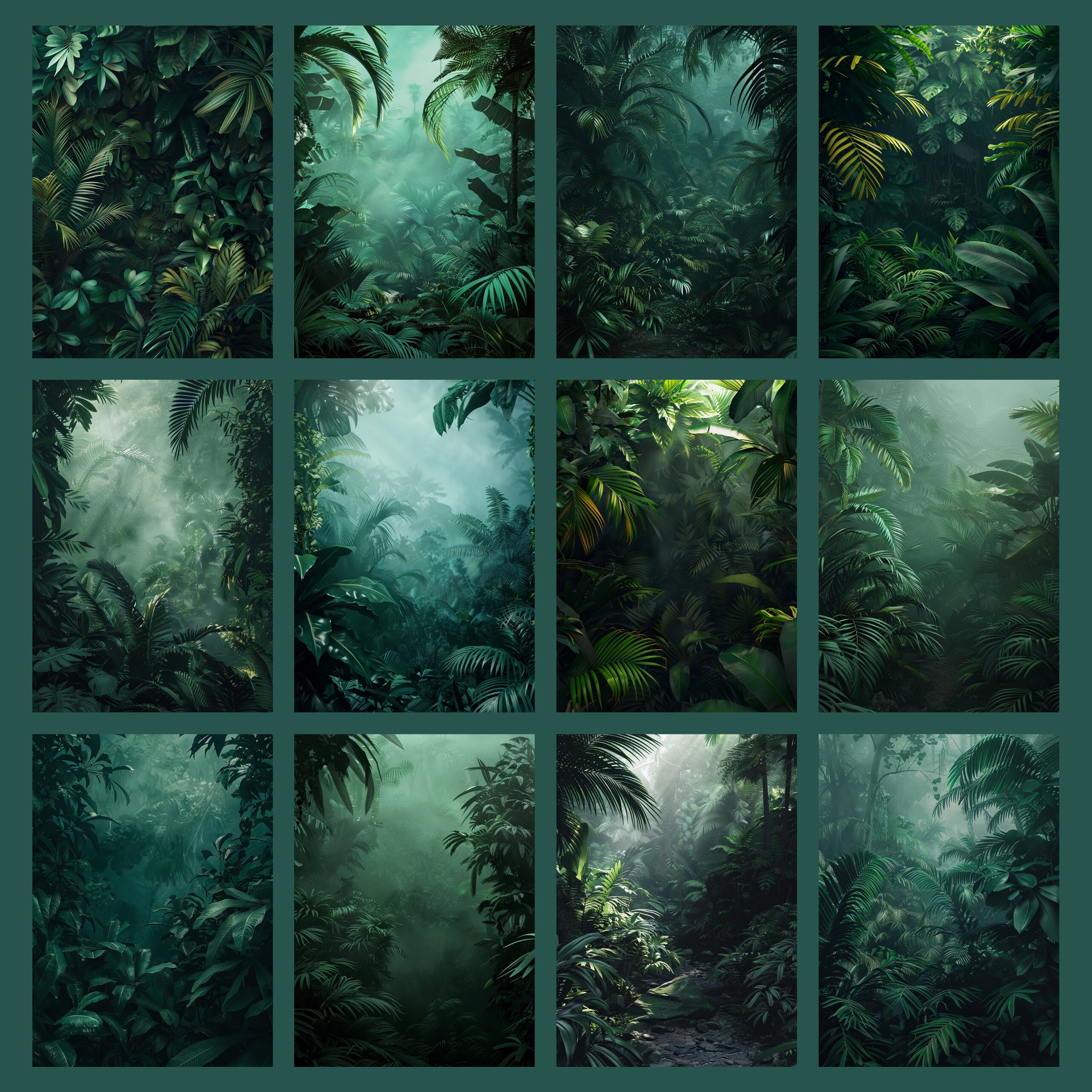 Tropical Jungle Safari Digital Backdrop, Photo Editing Overlays (60 ...