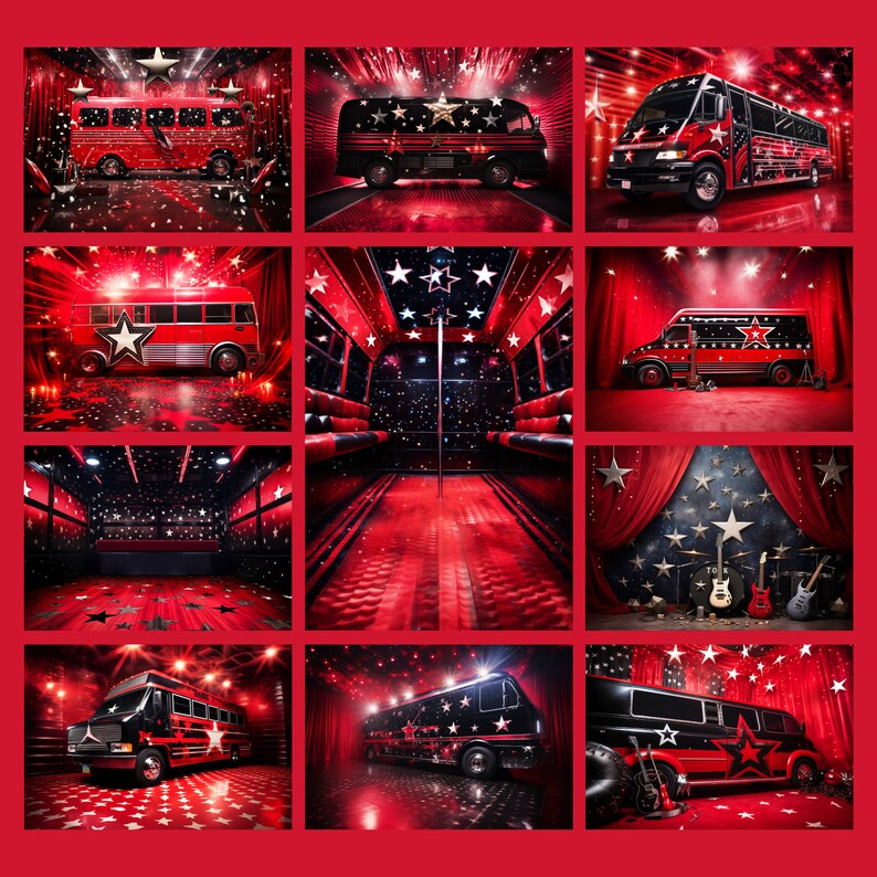 Rockstar Party Bus Photography Backdrop, Digital Background, Concert ...