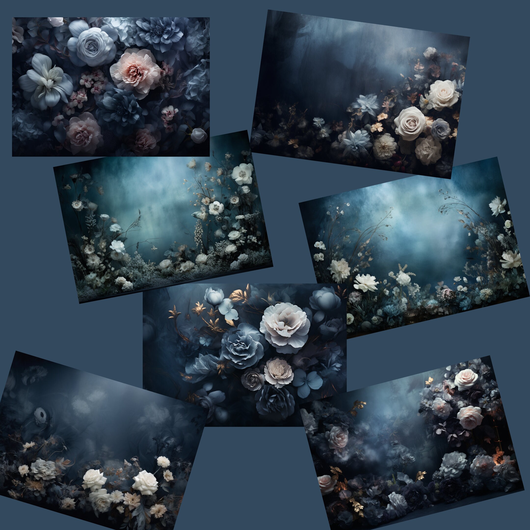 Floral Maternity Blue Digital Backdrop, Photo Editing,dreamy Soft Fine ...