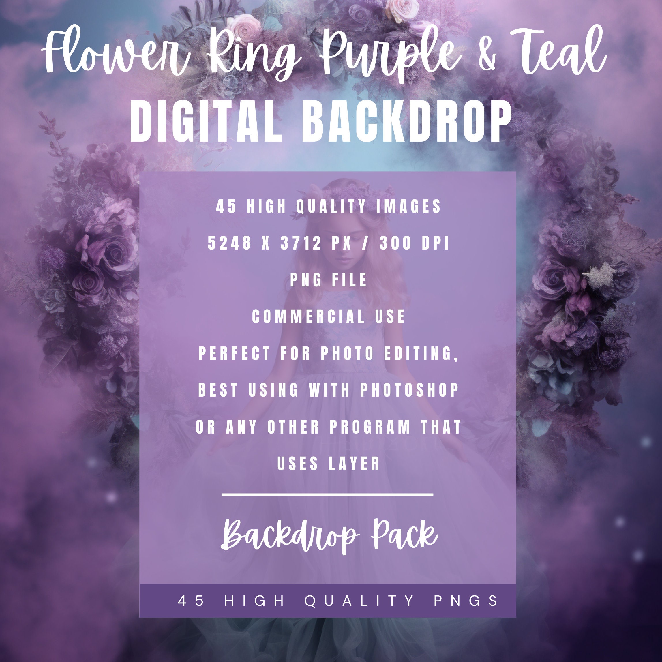 Flower Floral Ring Backdrop for Photo Editing, Romantic Flower Backdrop ...