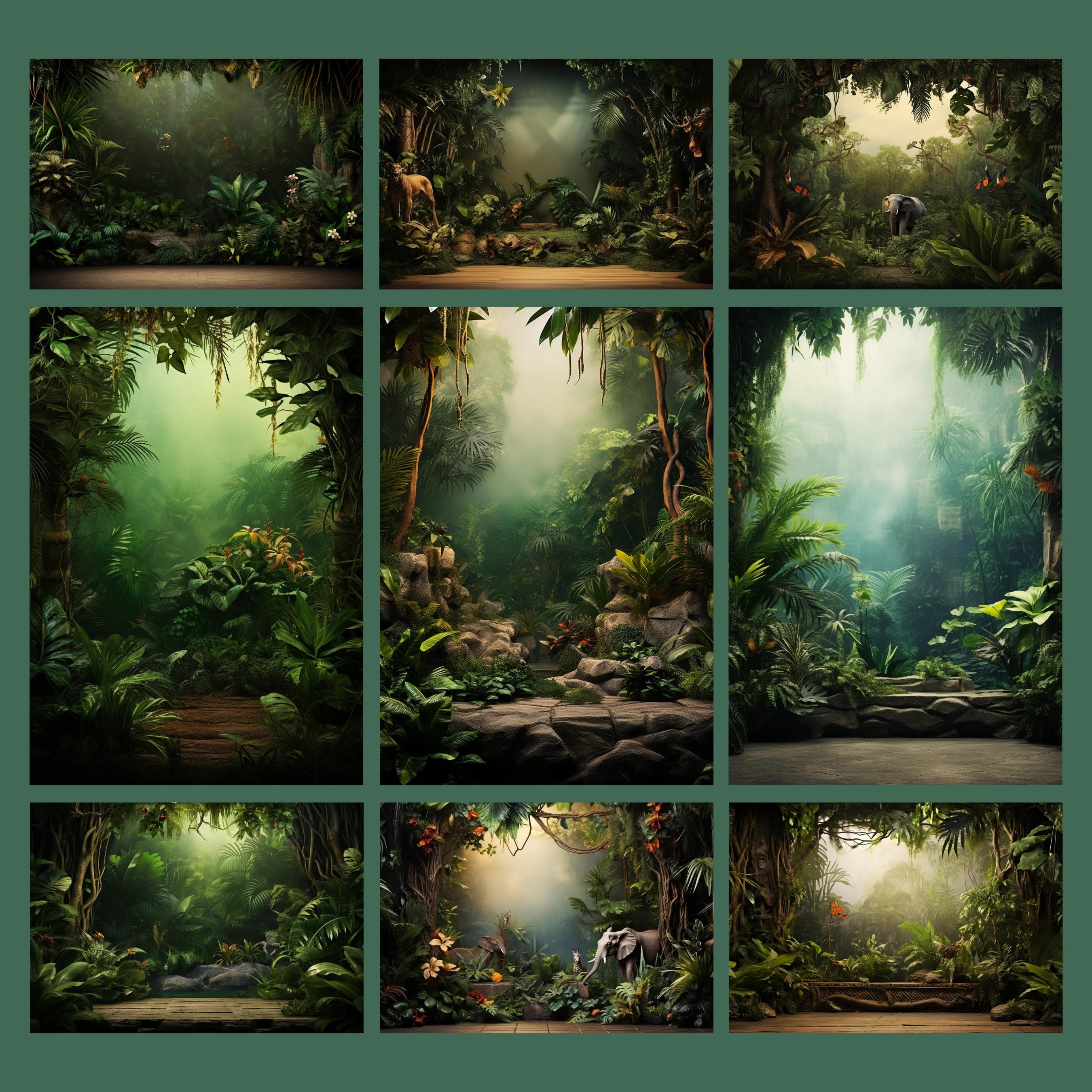 Jungle Safari Digital Backdrop, Tropical Photo Overlays (PNG) - Etsy