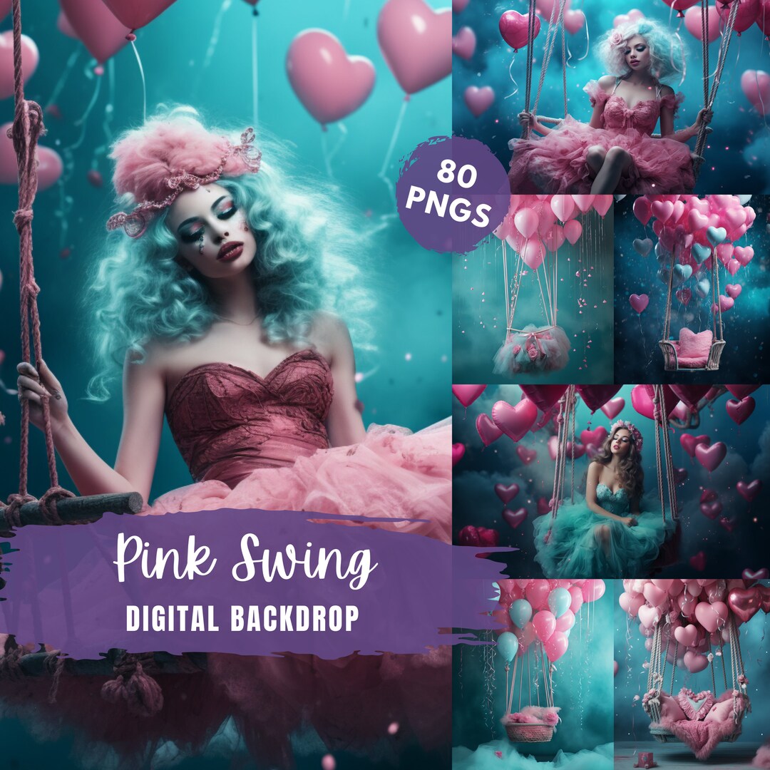 Flower Swing Dreamy Pink Backdrop for Photo Editing, Balloon Flower ...